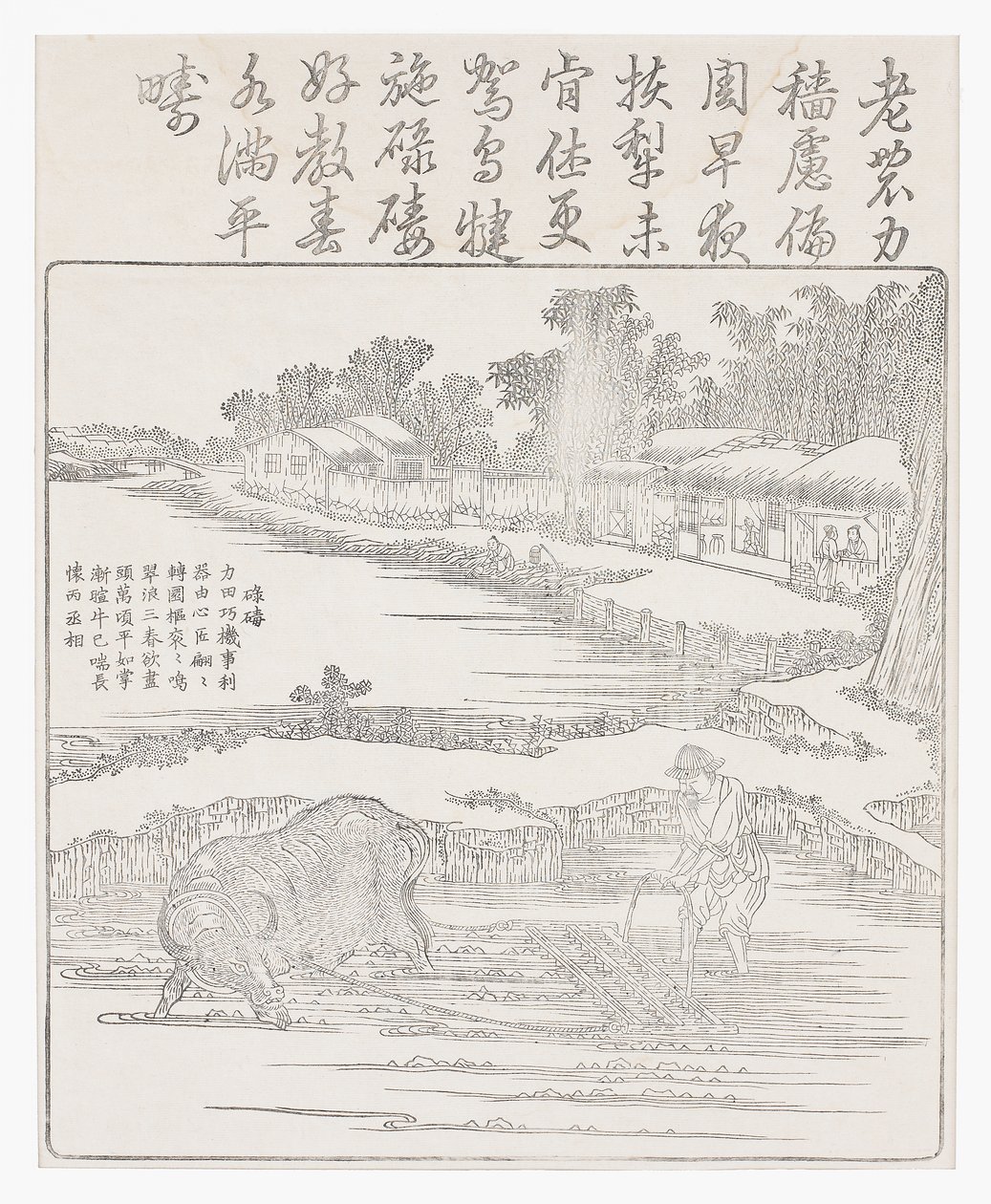 Harrowing the rice paddy, 18th century by Chinese School