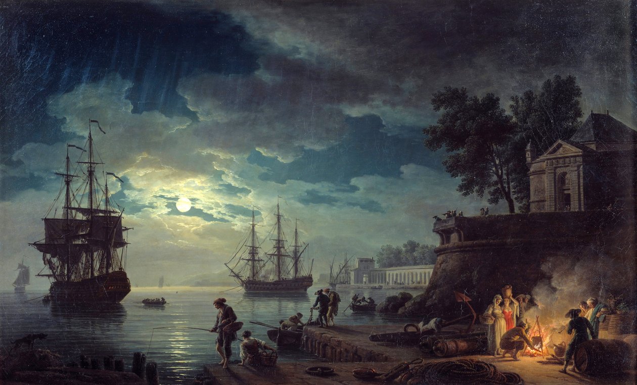 Moonlight Fishing by Claude Joseph Vernet: Fine art print