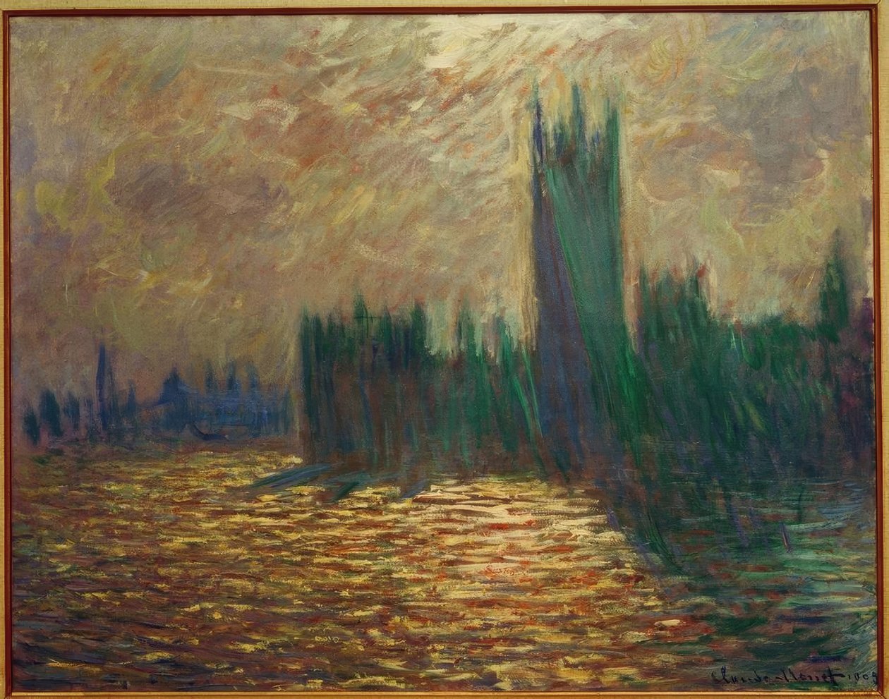 The Parliament, Reflections on the Thames by Claude Monet