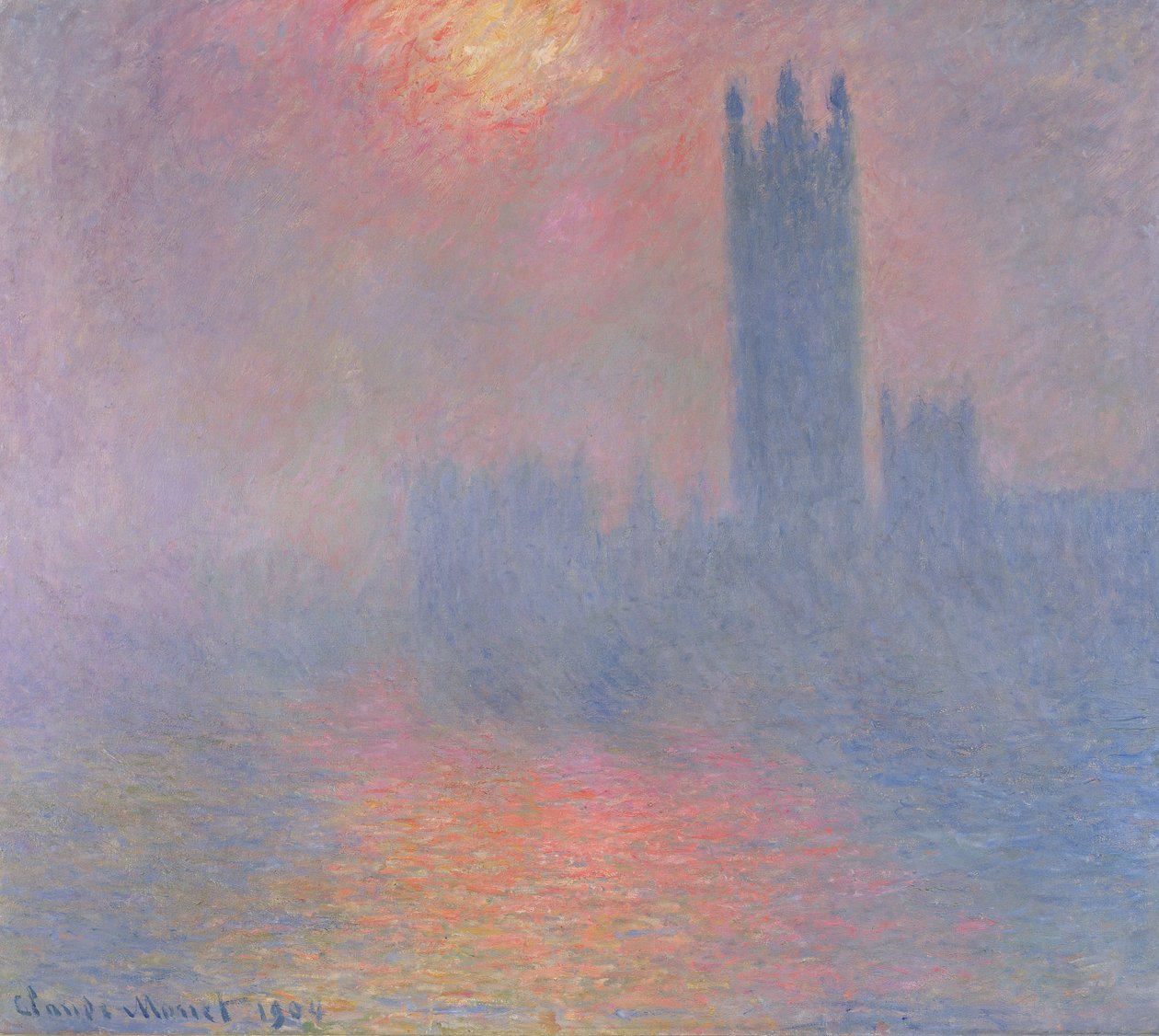 The Houses of Parliament, London, with the Sun Breaking Through the Fog