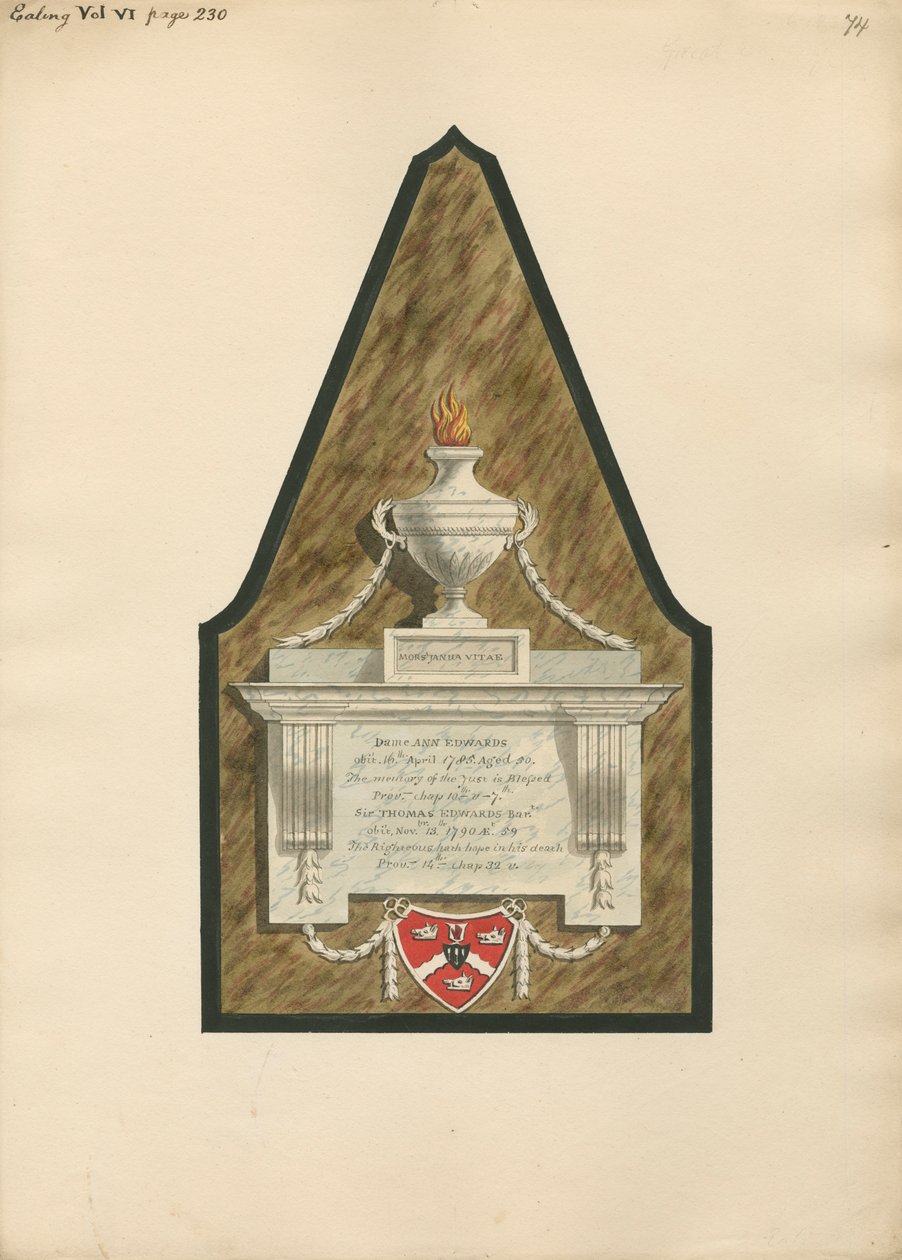 Memorial to Dame Ann Edwards and Sir Thomas Edwards from Ealing Church