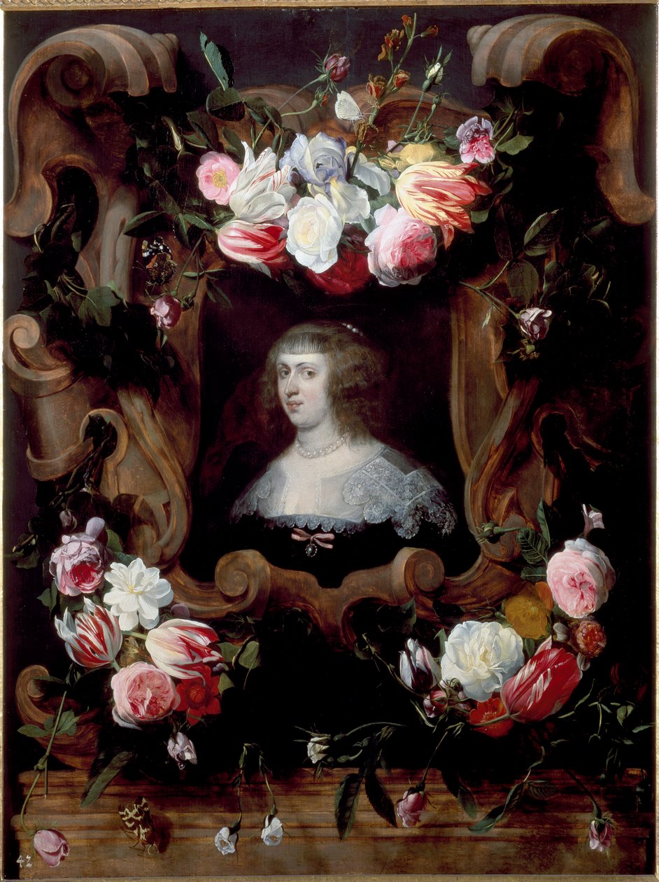 Portrait of Lady in a Wreath of Flowers by Daniel Seghers