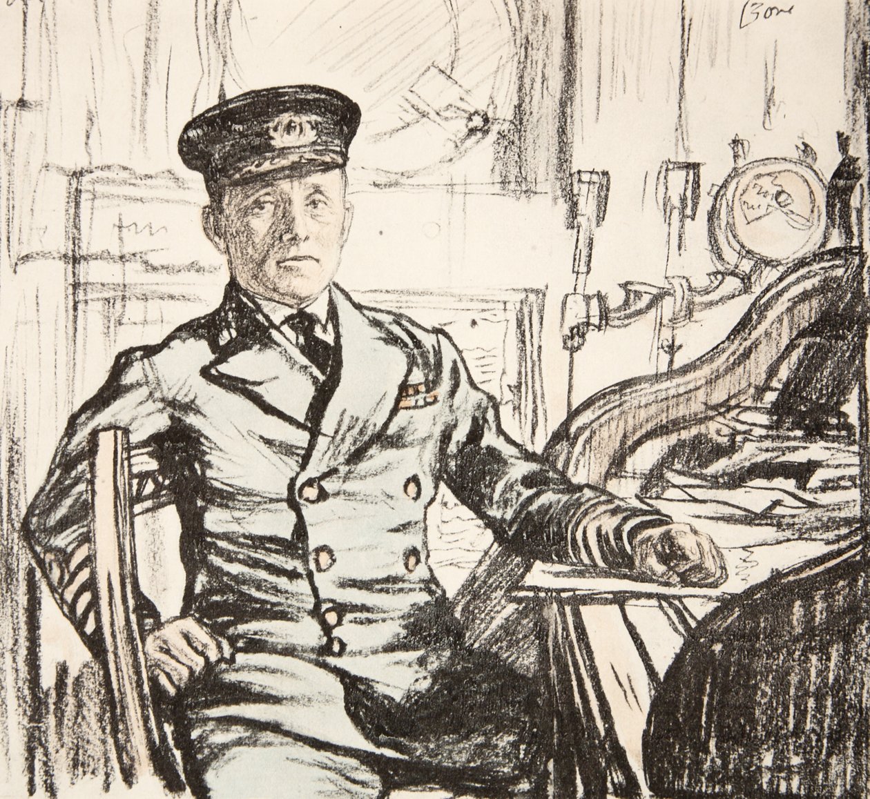 Captain Cyril Fuller RI Navy, illustration from 'The Western Front'