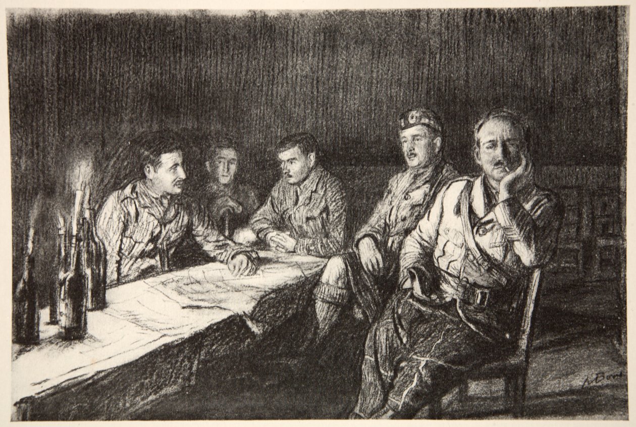 Gordon Highlander officers' mess, illustration from 'The Western Front ...