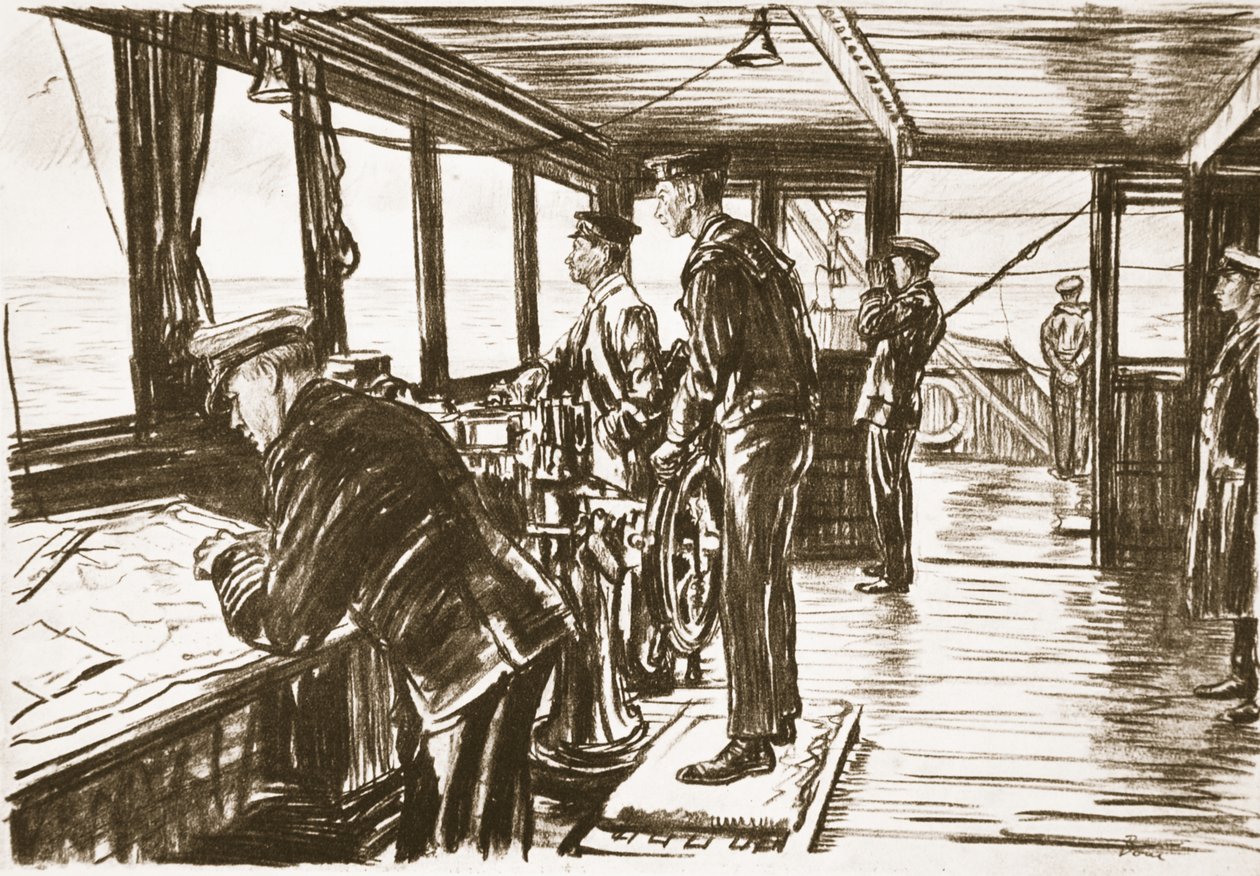 The Bridge of a Merchant Ship at Sea, Illustration from 'The Western Front'