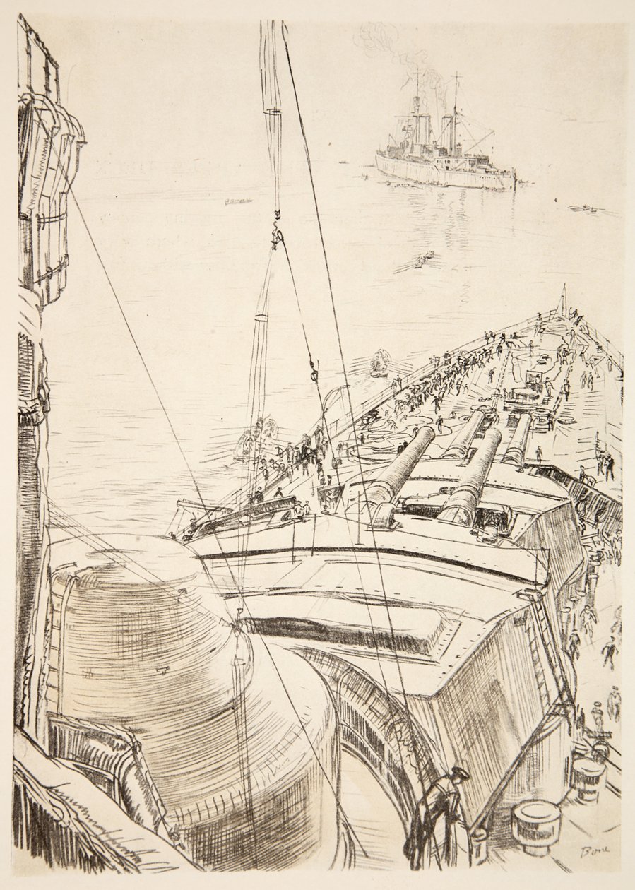 The fo'c'sle of a battleship: in the Forth, illustration from 'The Western Front'