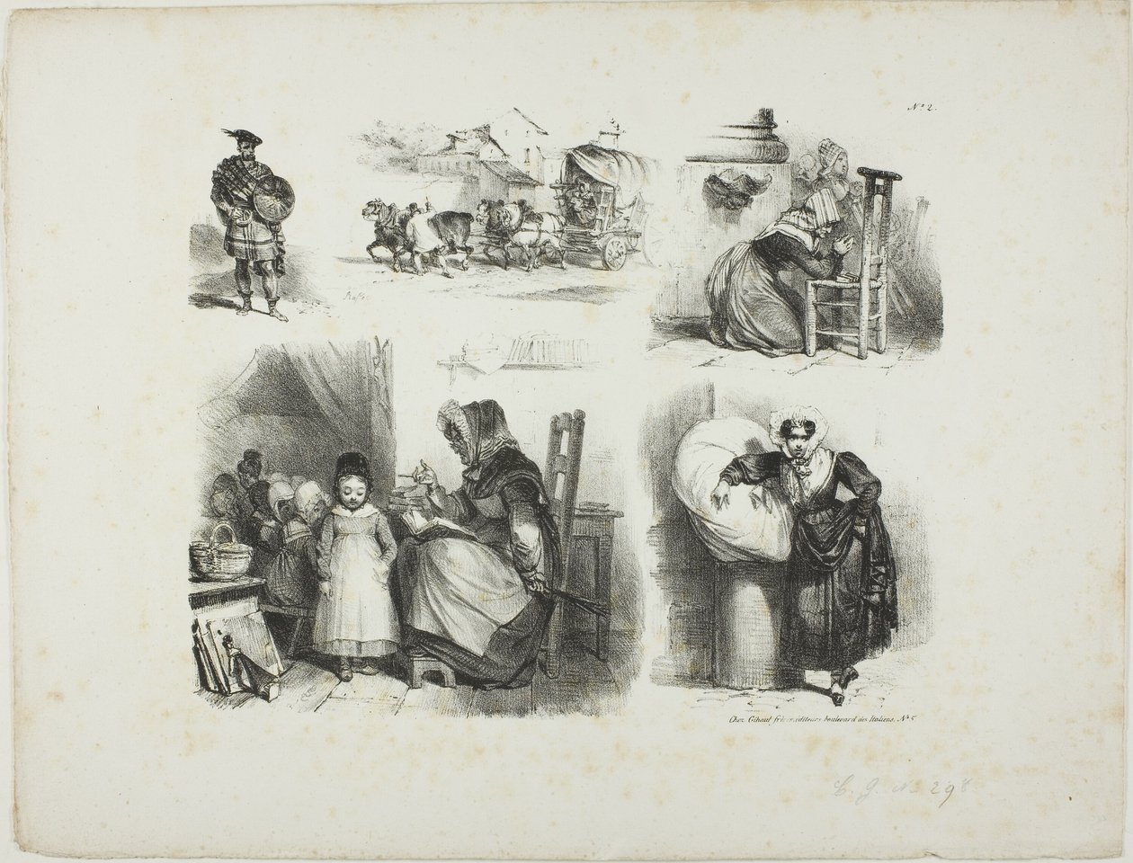 Sheet of Sketches by Denis Auguste Marie Raffet