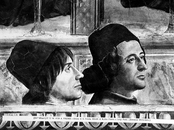 Portraits of Matteo Franco and Luigi Pulci (1432-84) from the Cycle of ...