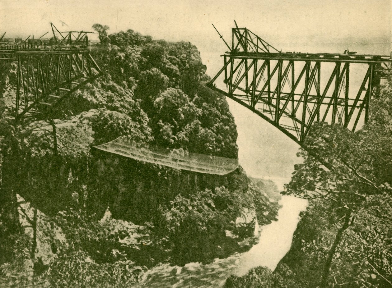 Building the Zambesi Railway Bridge by ENA: Fine art print