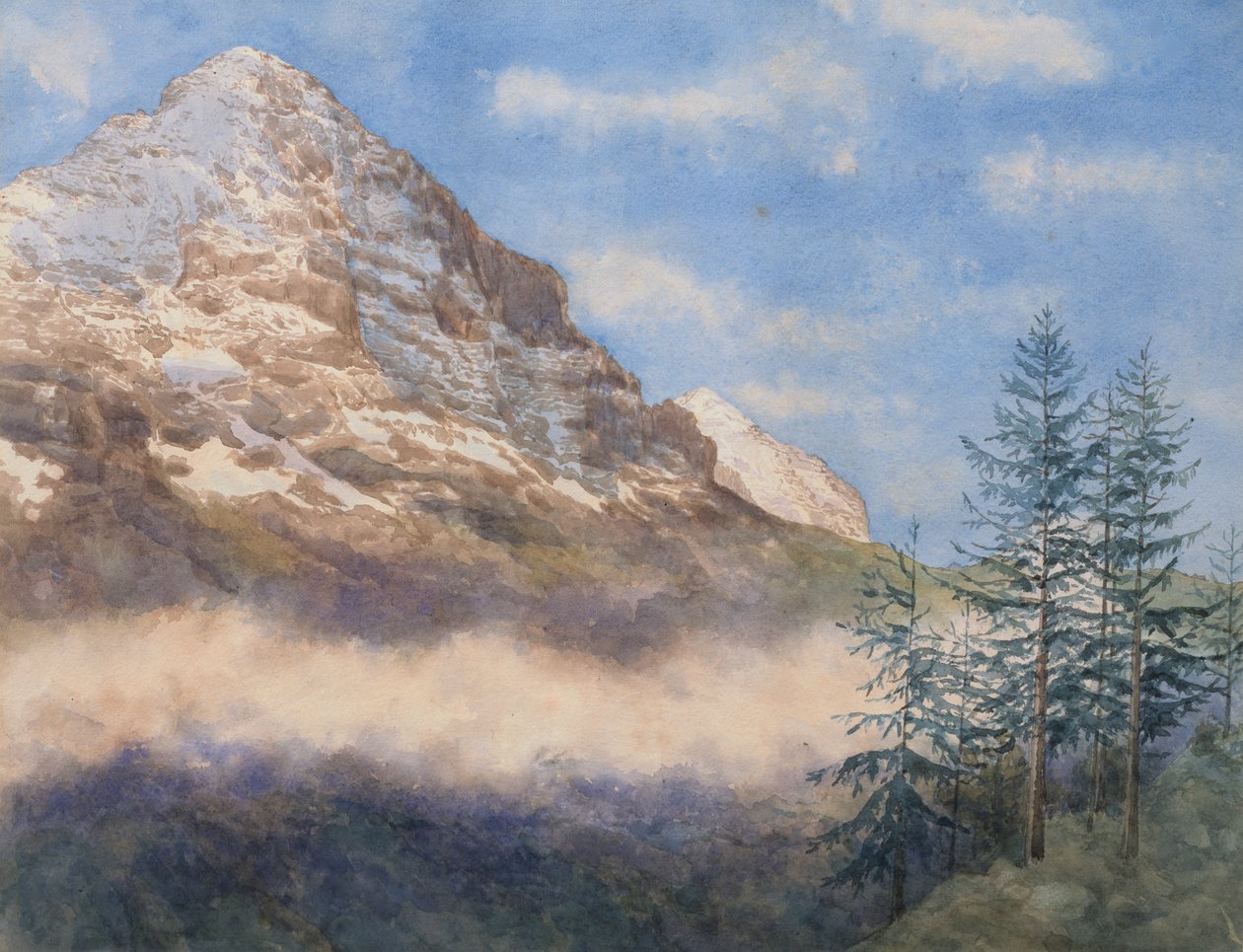 The Eiger and Schneehorn by Edith A. Paine: Fine art print