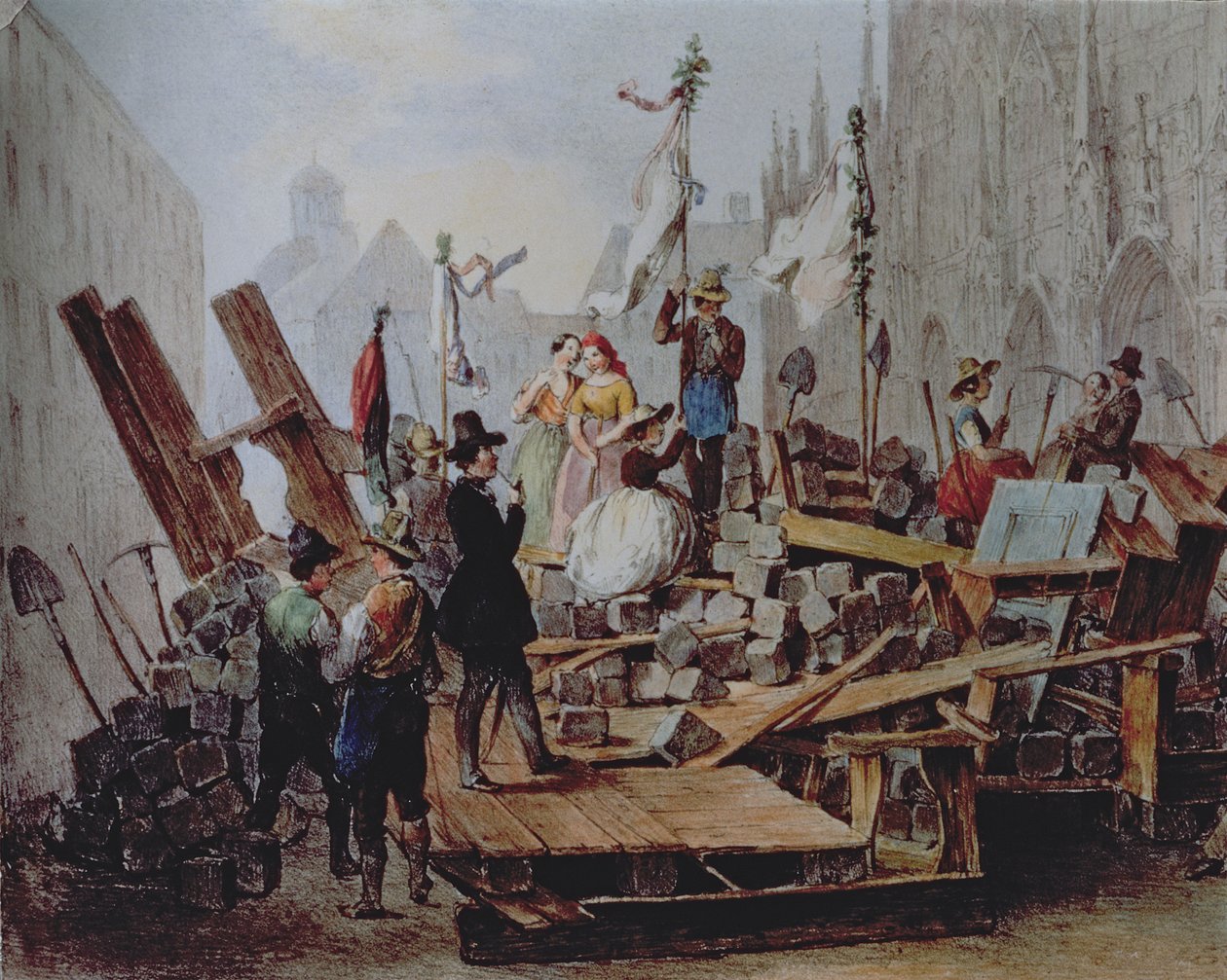 Barricades in the Stephansplatz, Vienna, 1848