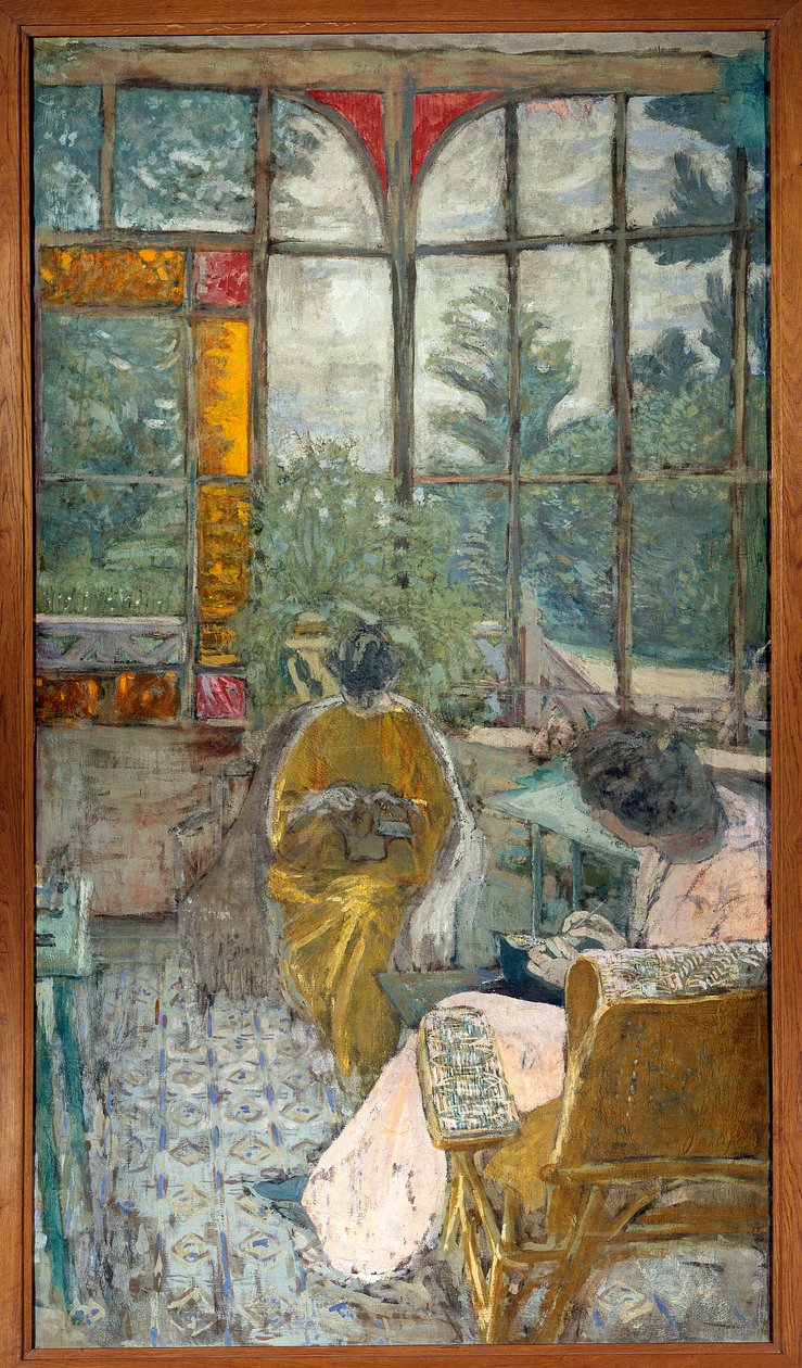 Two Women Embroidering Under a Veranda by Edouard Vuillard