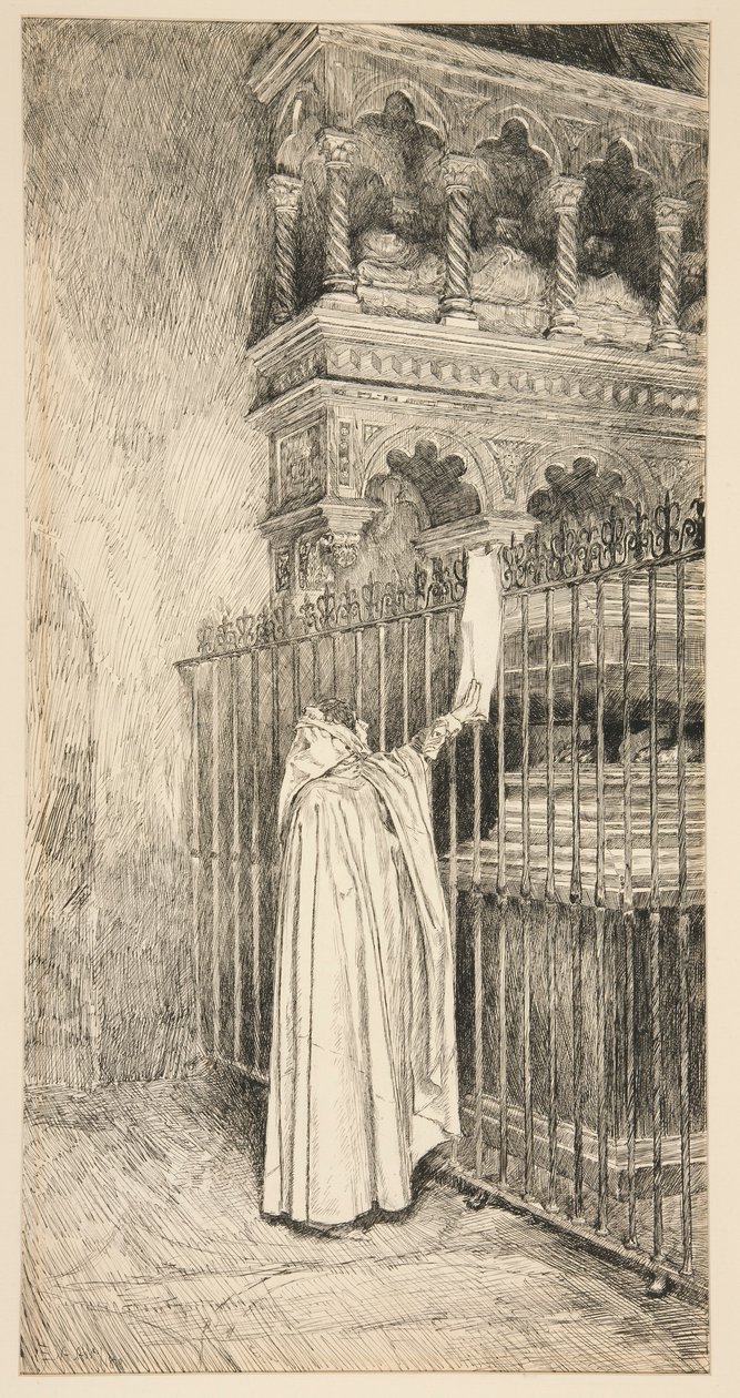 Claudio (reads from a scroll) by Edwin Austin Abbey