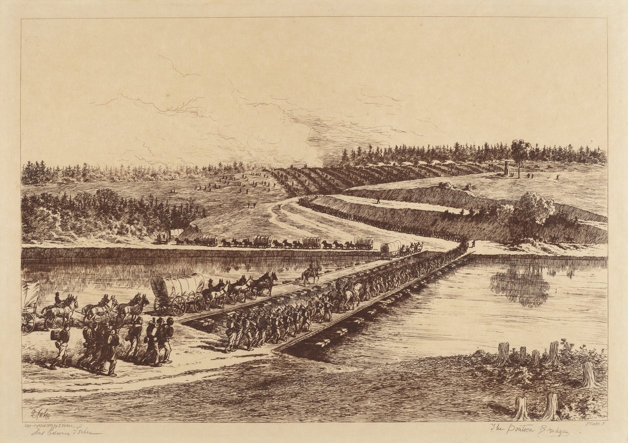 The Pontoon Bridges by Edwin Forbes: Buy fine art print