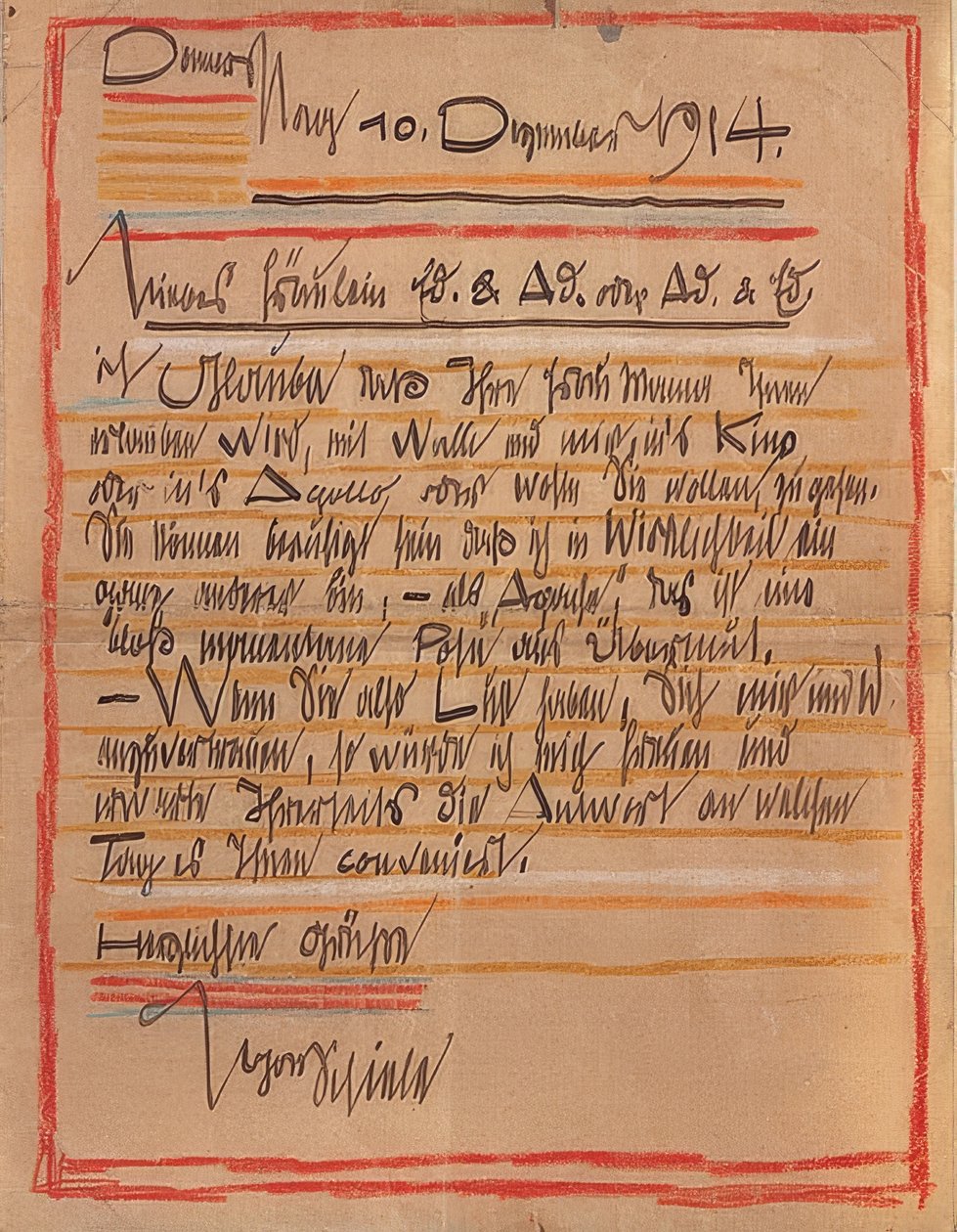 Artistically Designed Letter from Egon Schiele to the Sisters Edith and ...