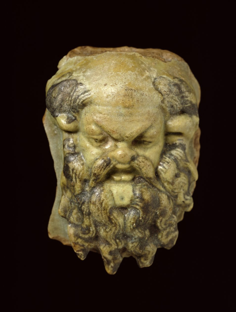 Silenus Head of Glazed Faience by Egyptian Ptolemaic Period