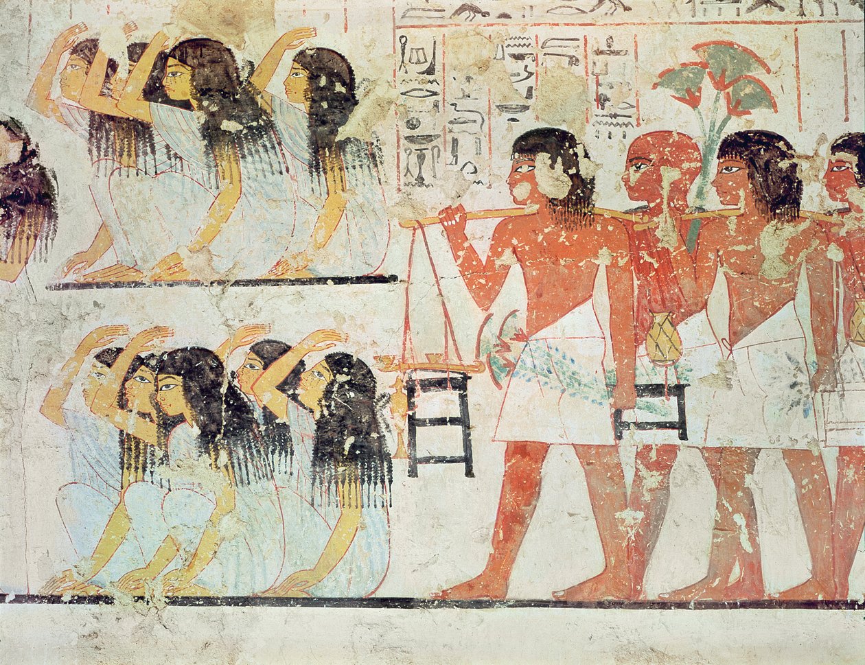 Group of mourners in the funeral procession of Ramose, from the Tomb Chapel of Ramose, New Kingdom