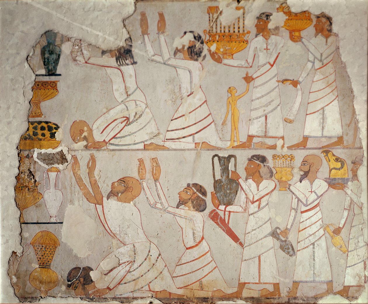 Part of a Painted Tomb-Wall Showing Asiatic Tribute-Bearers