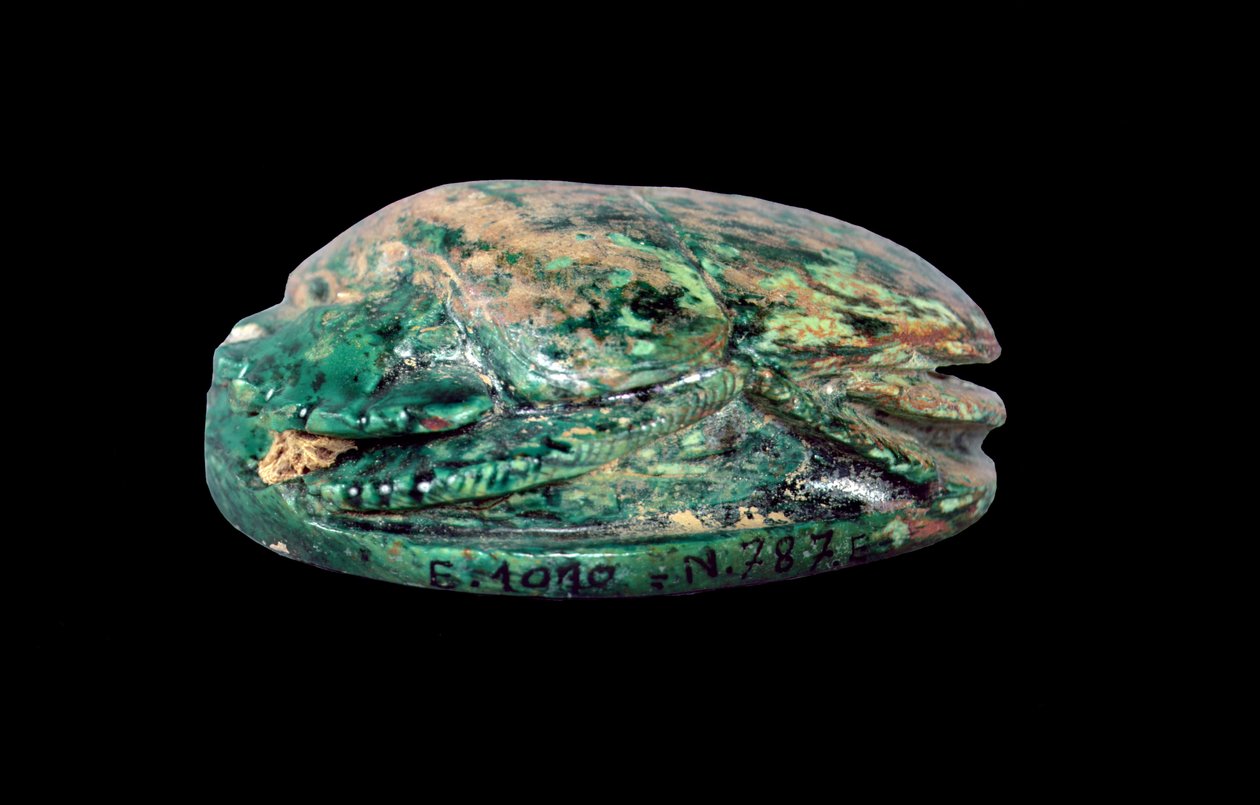 Side view of a marriage scarab of Amenhotep III and Queen Tiye, New Kingdom