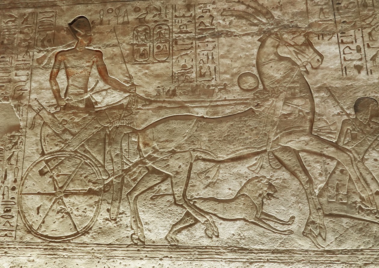 Ramses II on his cart, great temple of Abu Simbel