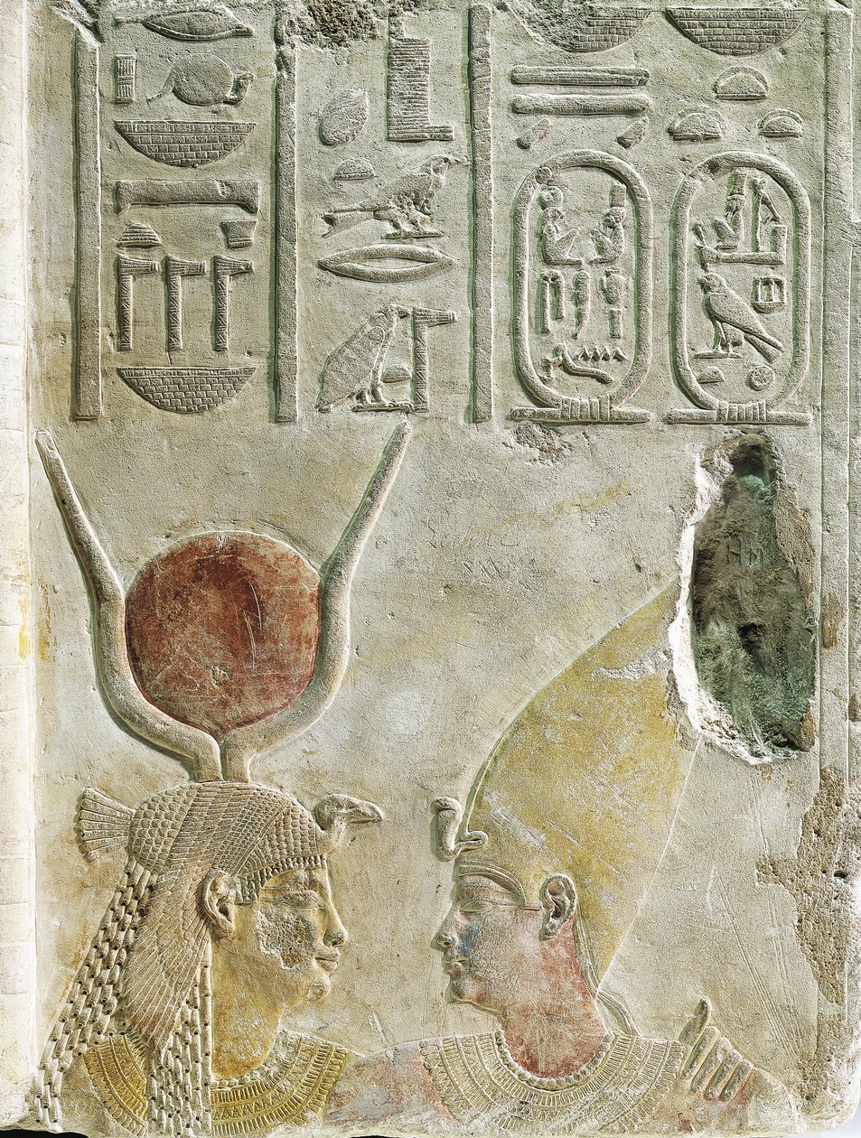 King Nectanebo II welcomed by goddess Isis