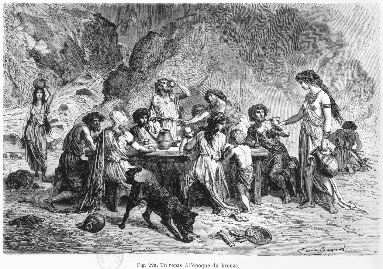 A Meal During the Bronze Age, Illustration from 'L'Homme Primitif' by ...