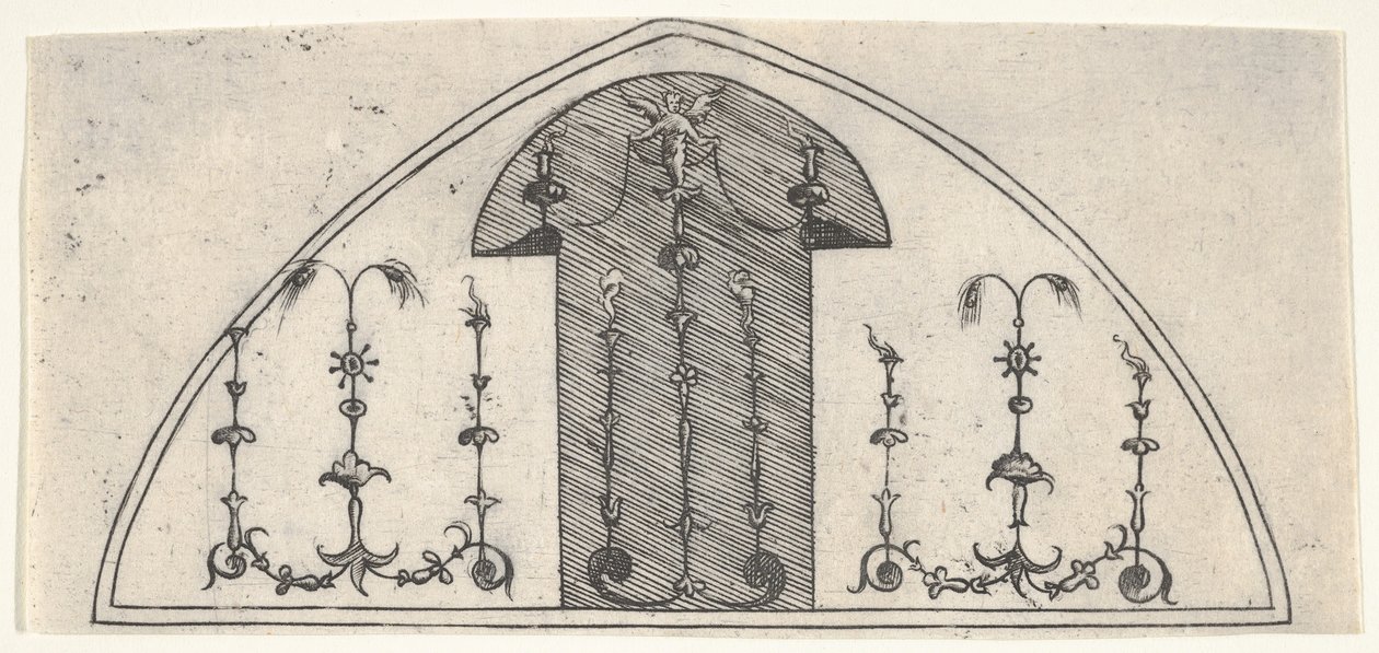 Lancet-Shaped Panel of Grotesque Decoration by Enea Vico