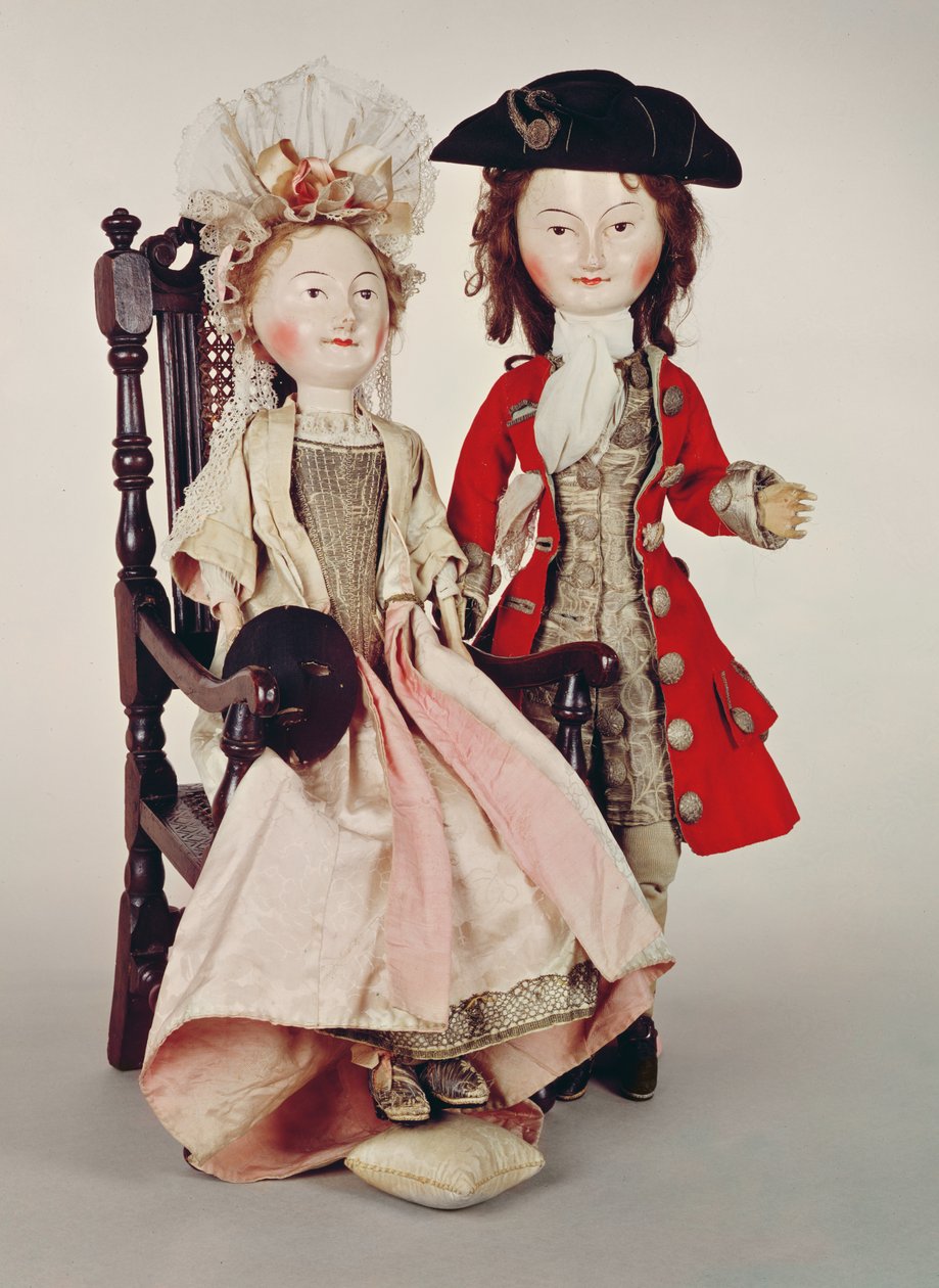 Lord and Lady Clapham, wooden dolls made in the William and Mary period ...