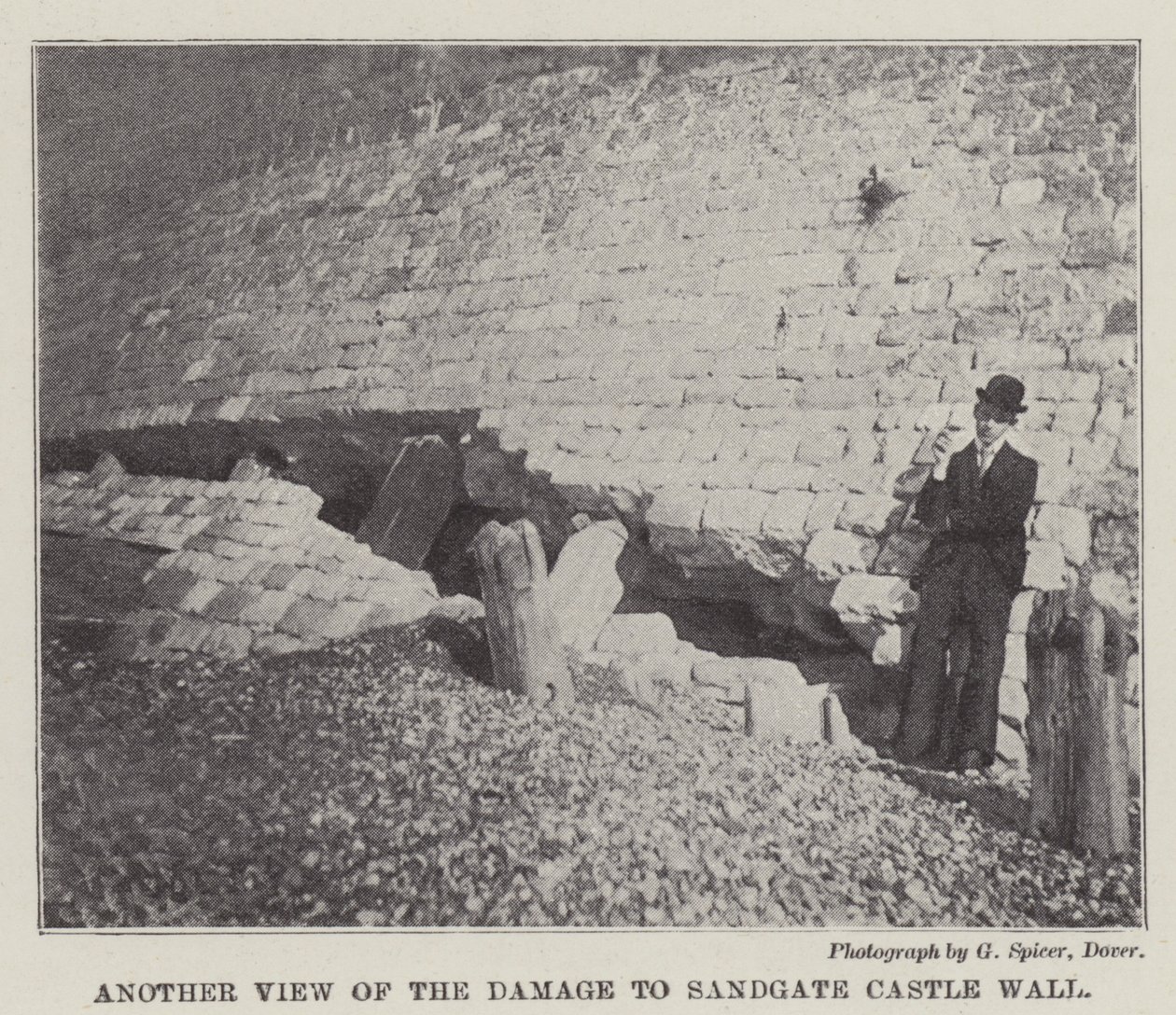 Another View of the Damage to Sandgate Castle Wall