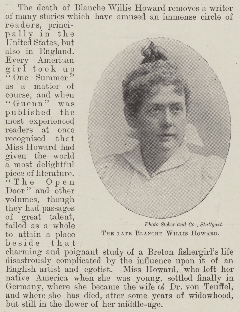 The late Blanche Willis Howard by English Photographer