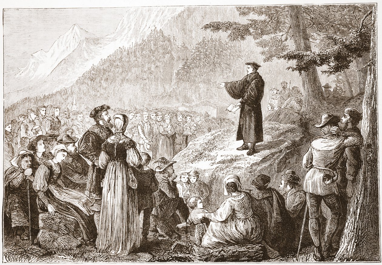 A Swiss Reformer Preaching to his Flock in the Open Field