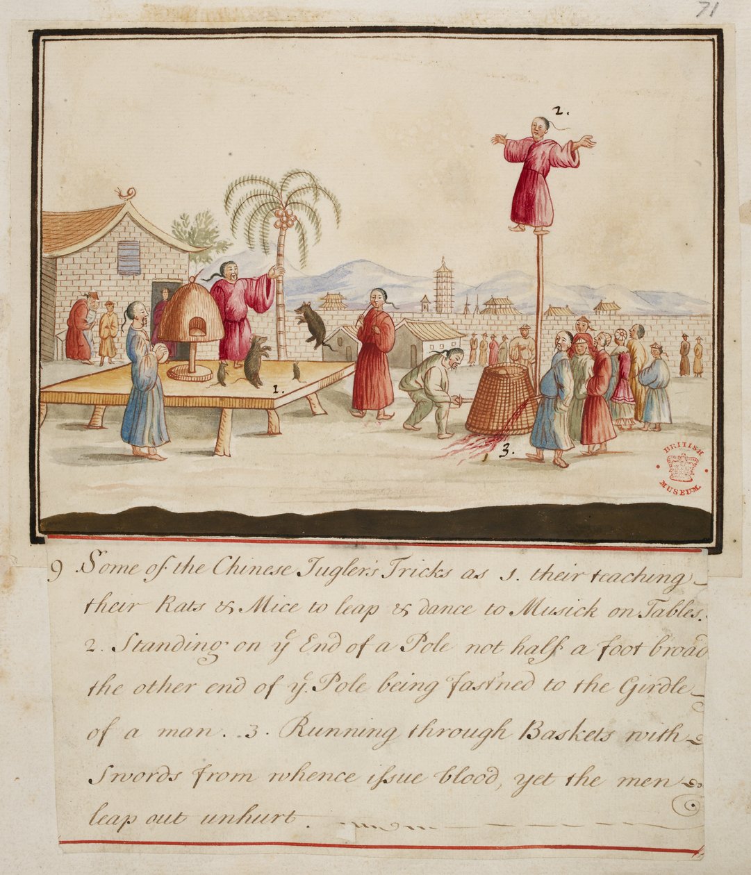Some of the Chinese juggler's tricks, from Collections of Costumes of ...