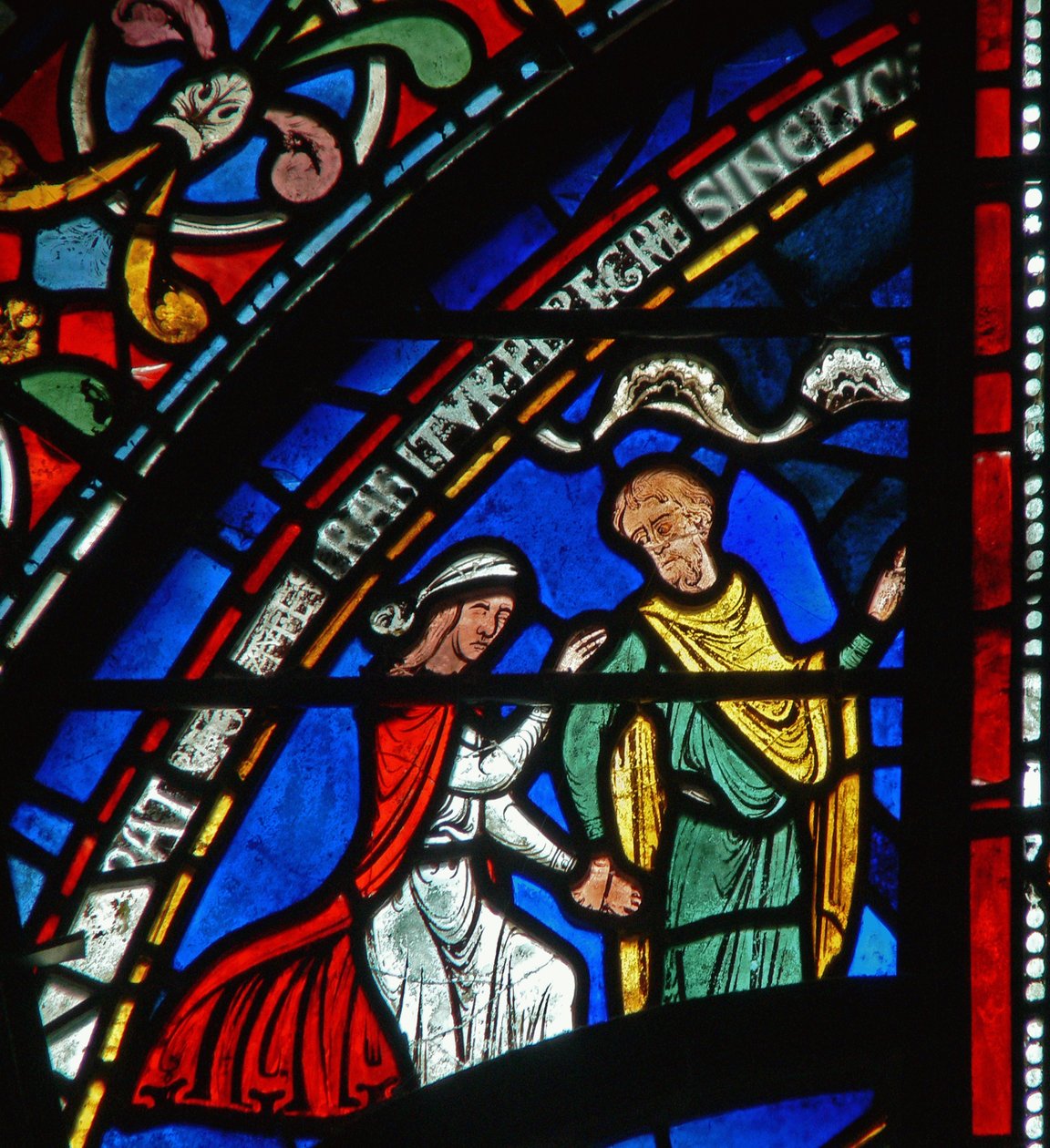 Detail from the Miracle Window depicting Juliana of Rochester's story