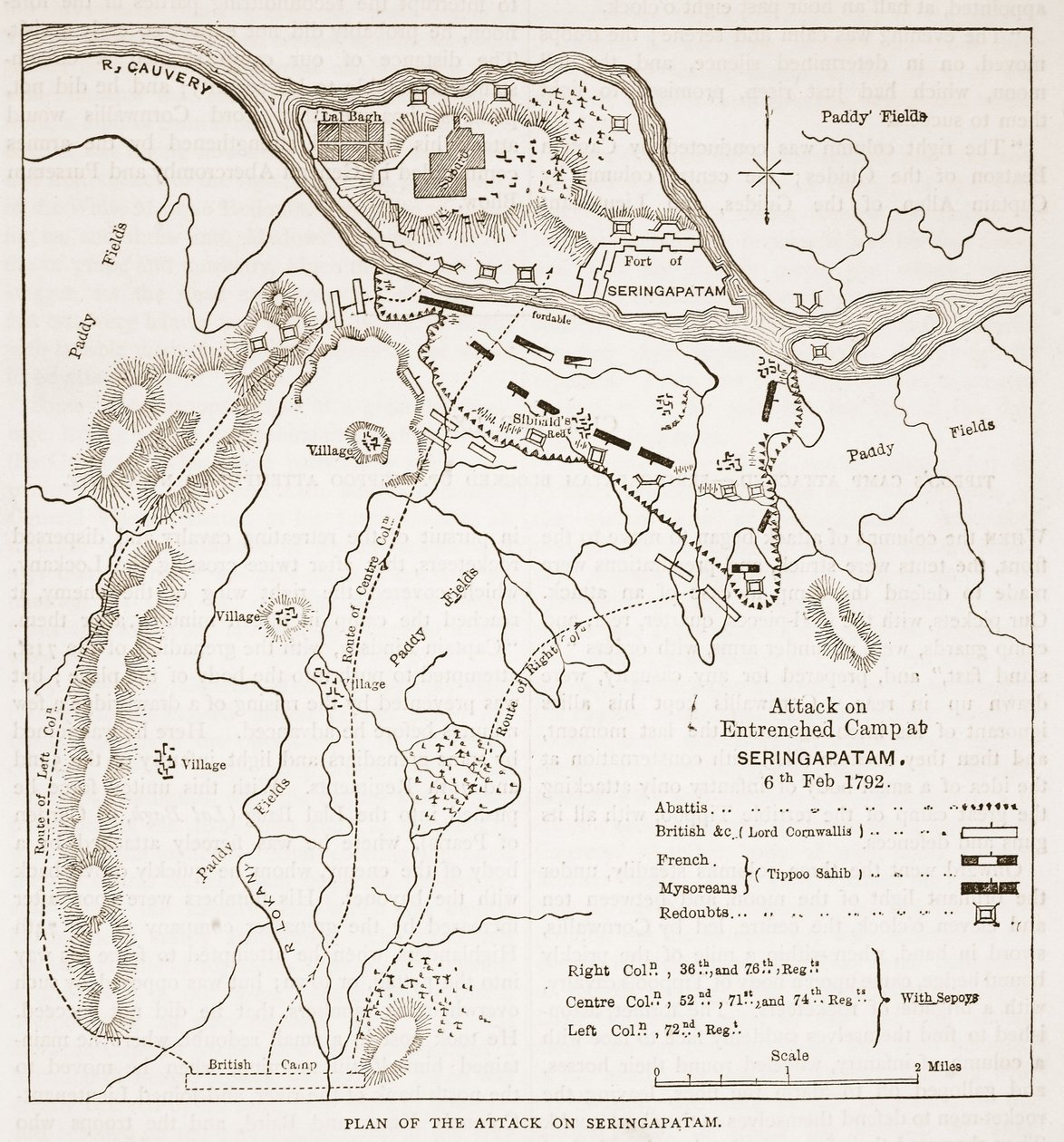 Plan of the Attack on Seringapatam, Illustration from Cassell's ...