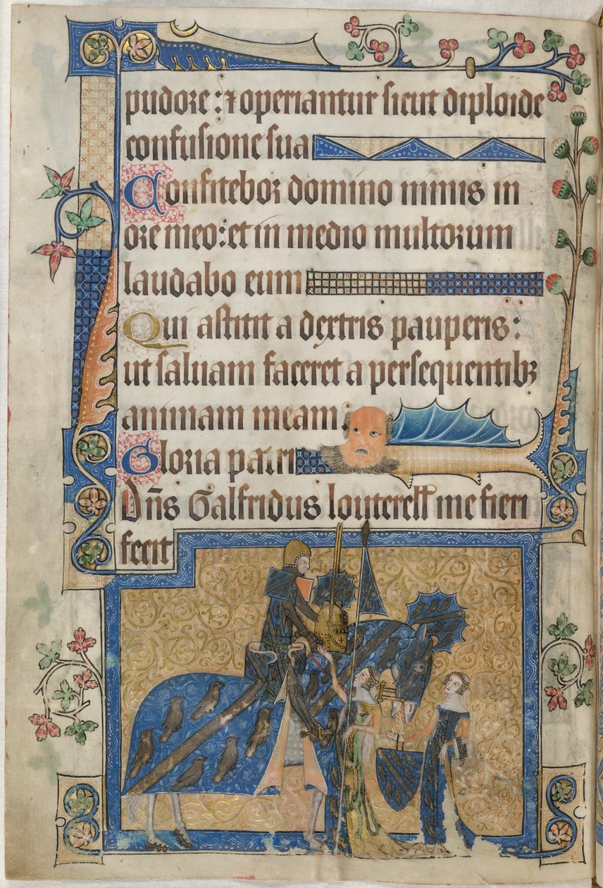 Sir Geoffrey Luttrell on horseback from the 'Luttrell Psalter', c.1325-35