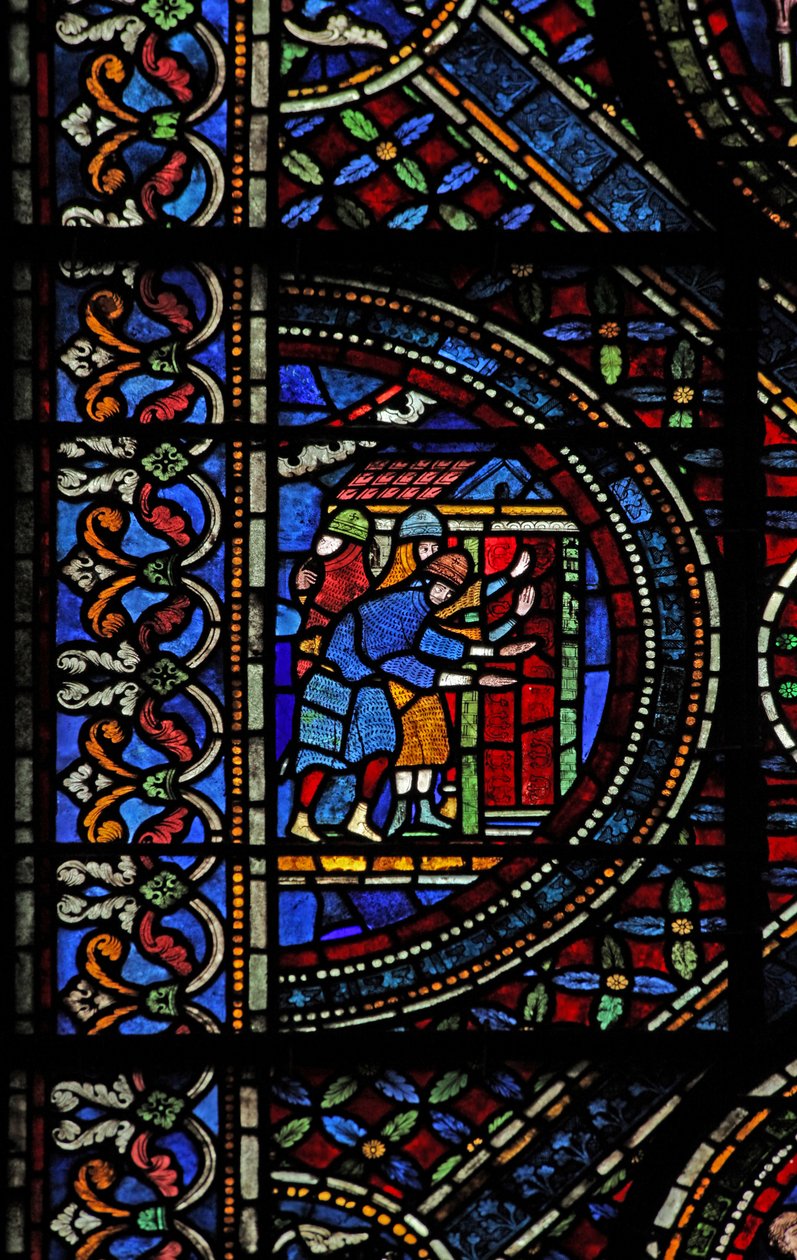 Window n7 depicting a scene from the life of St Thomas Becket: knights ...
