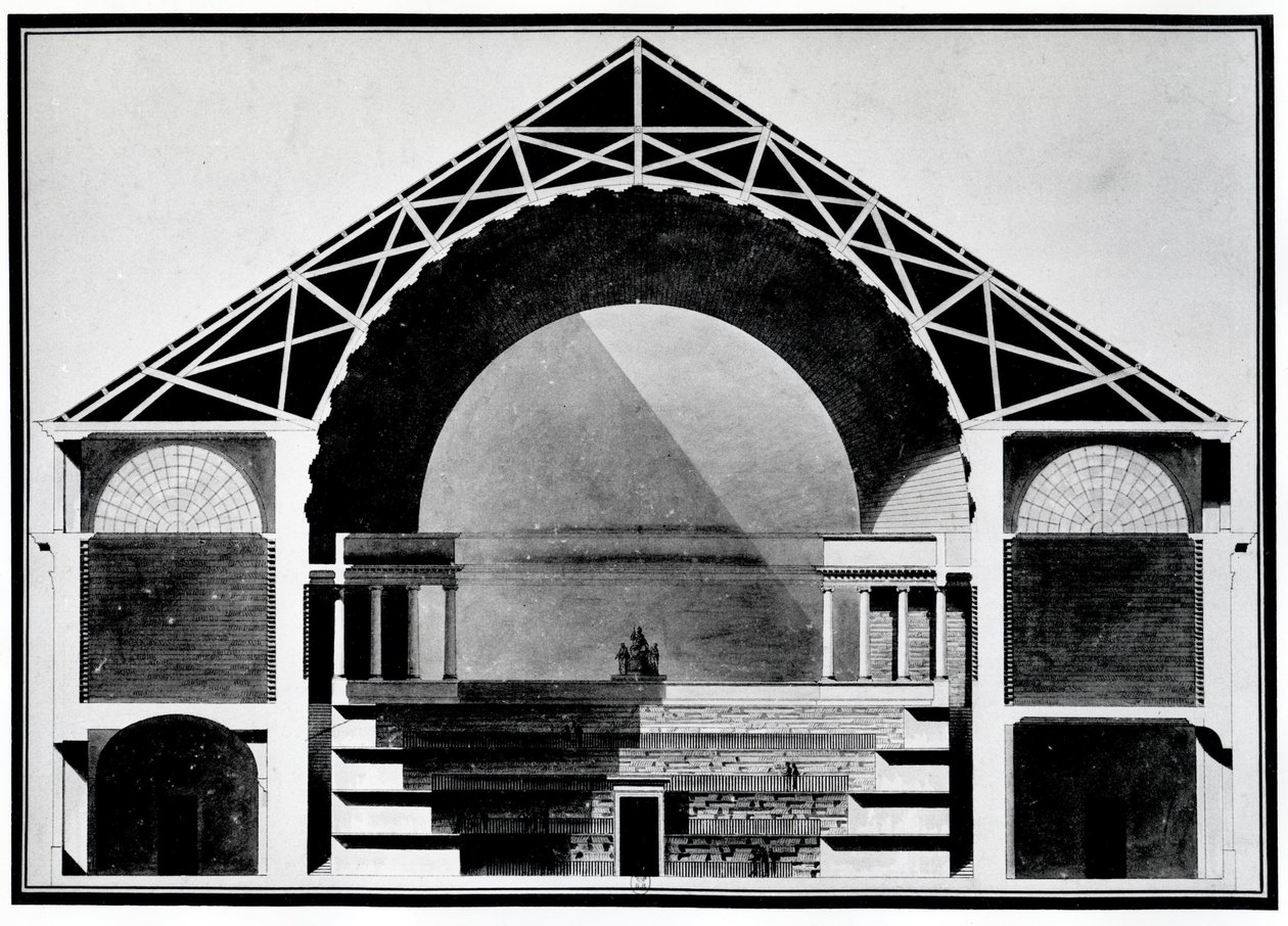 Bibliotheque Royale de France, Cross-Section Drawing of the Building ...