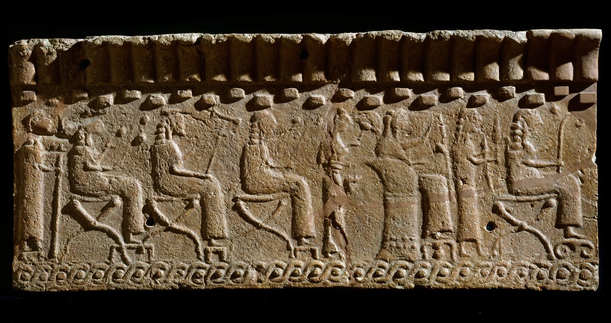 Etruscan civilization: terracotta frieze adorned with low reliefs of ...