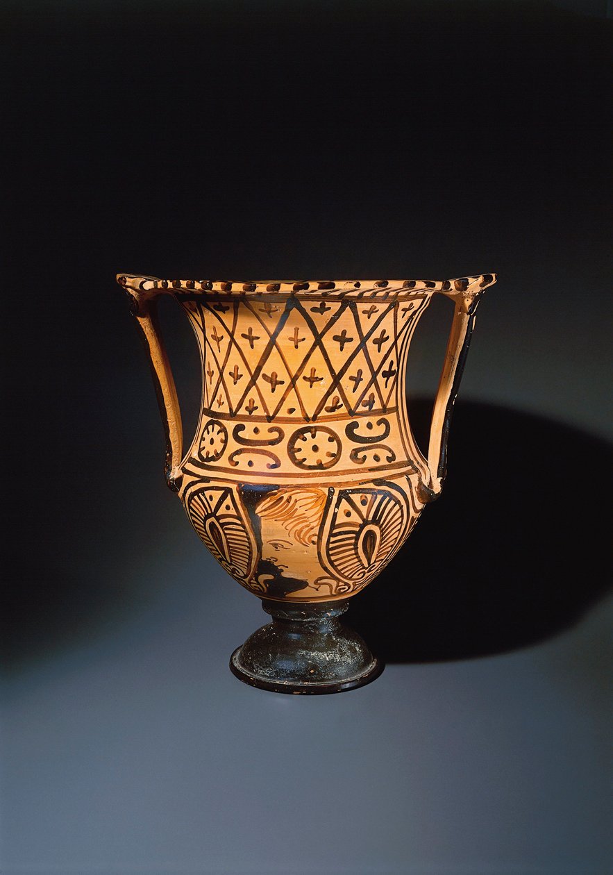 Red-Figure Calyx Krater Depicting a Human Face by Etruscan