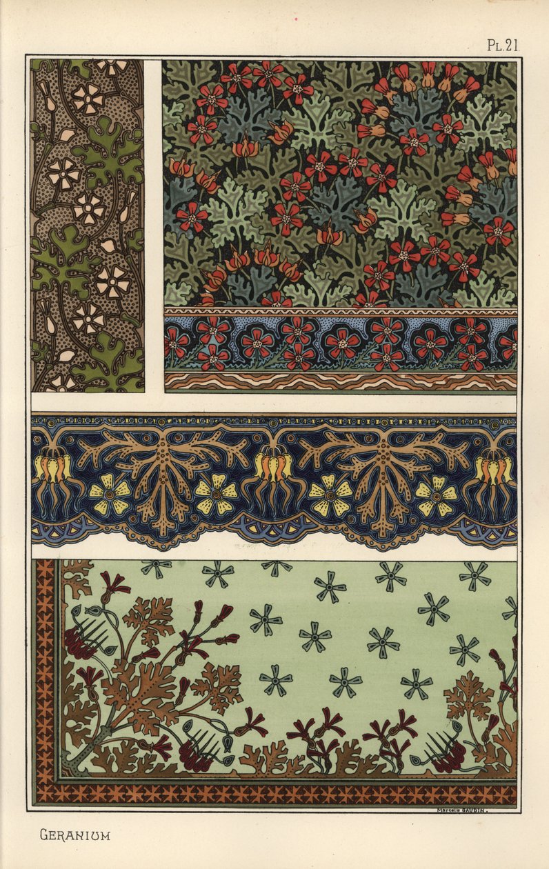 Geranium Motif in Wallpaper, Border and Fabric Patterns