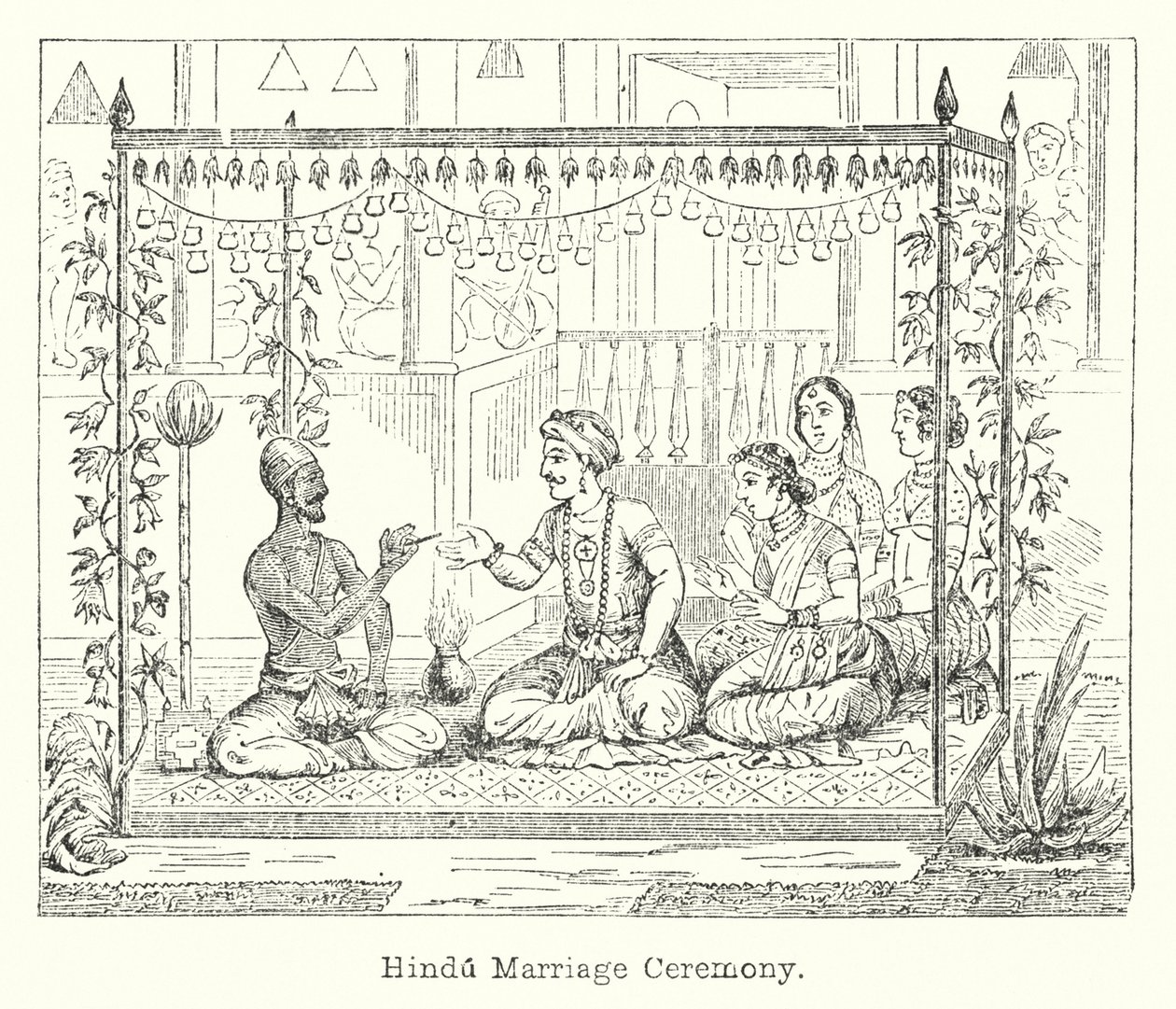 Hindu Marriage Ceremony by European School: Fine art print