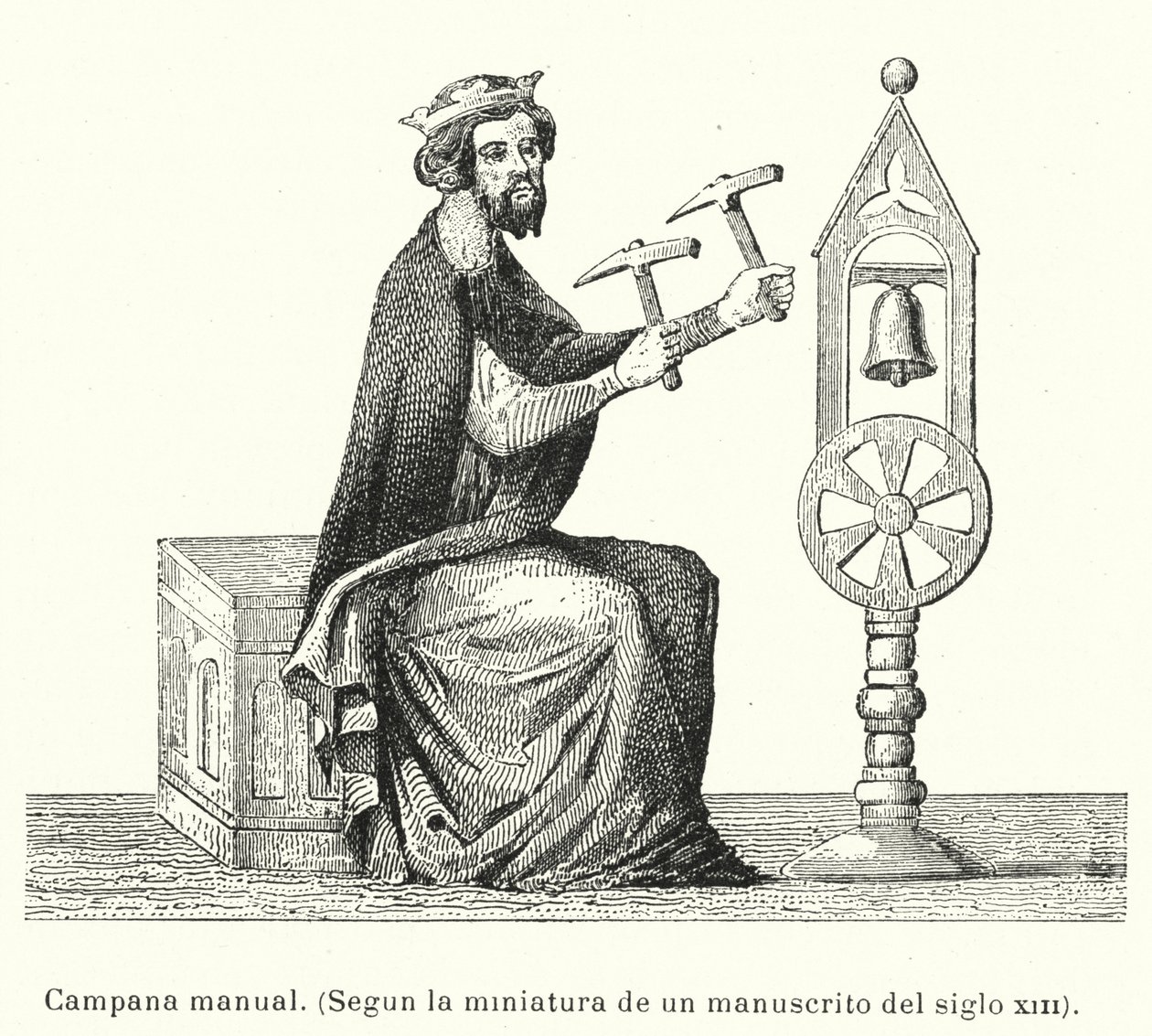 Man Ringing a Bell by Hand with Hammers by European School