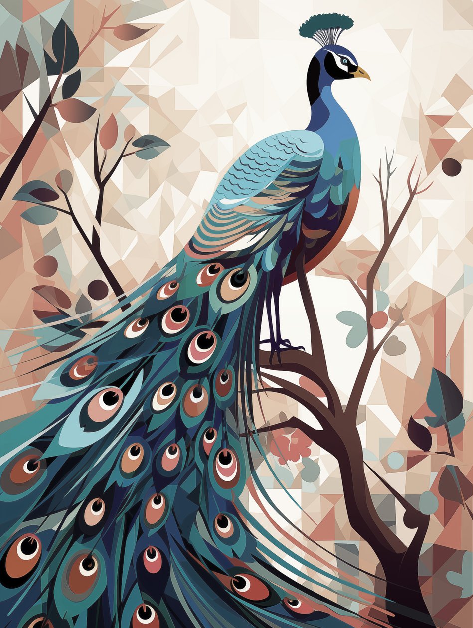 Abstract Peacock Drawing Gorgeous Feathers: Peacock In All Its Glow By