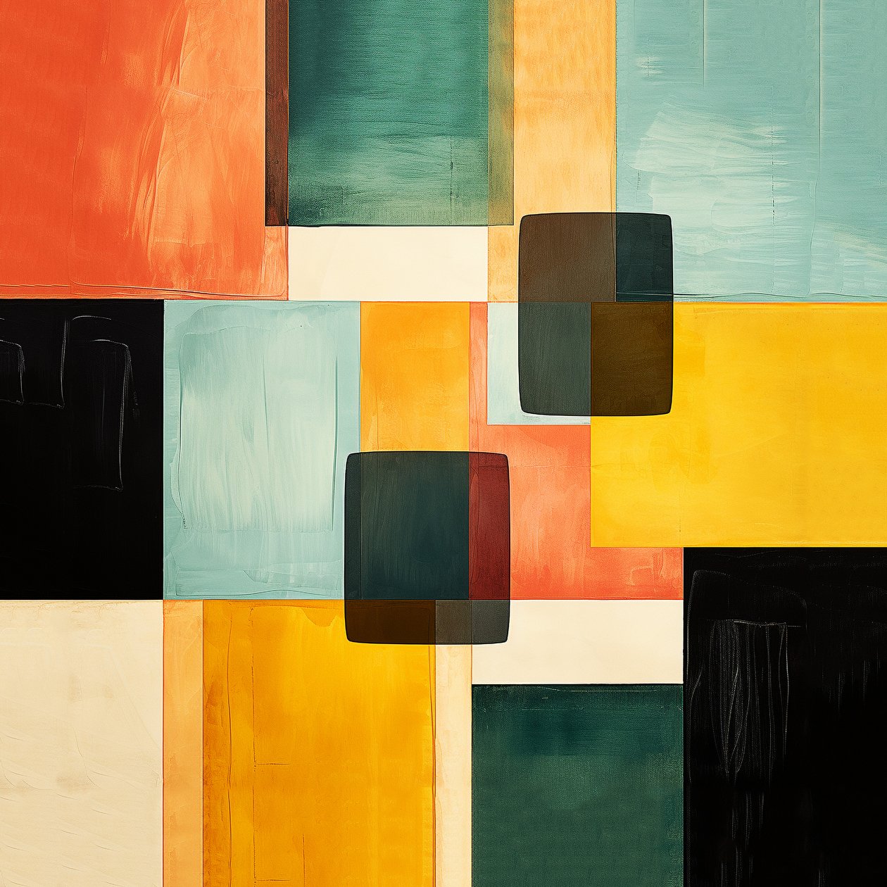 Abstract Square Compositions Painting Pattern Design, Wall Art