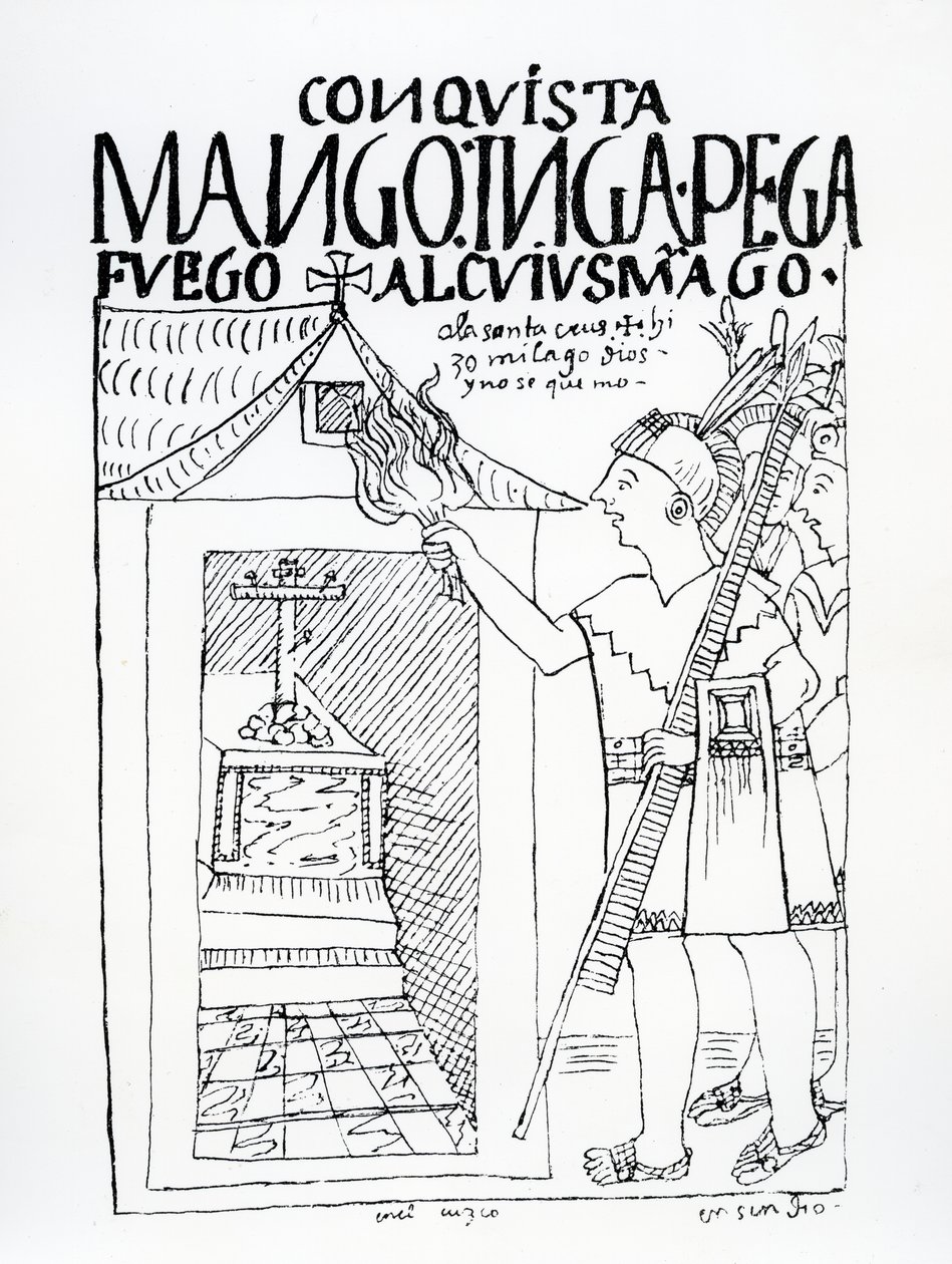 Manco Inca Attempts to Burn the Inca Palace of Cuyus Mango, Which Had Been Converted for ...