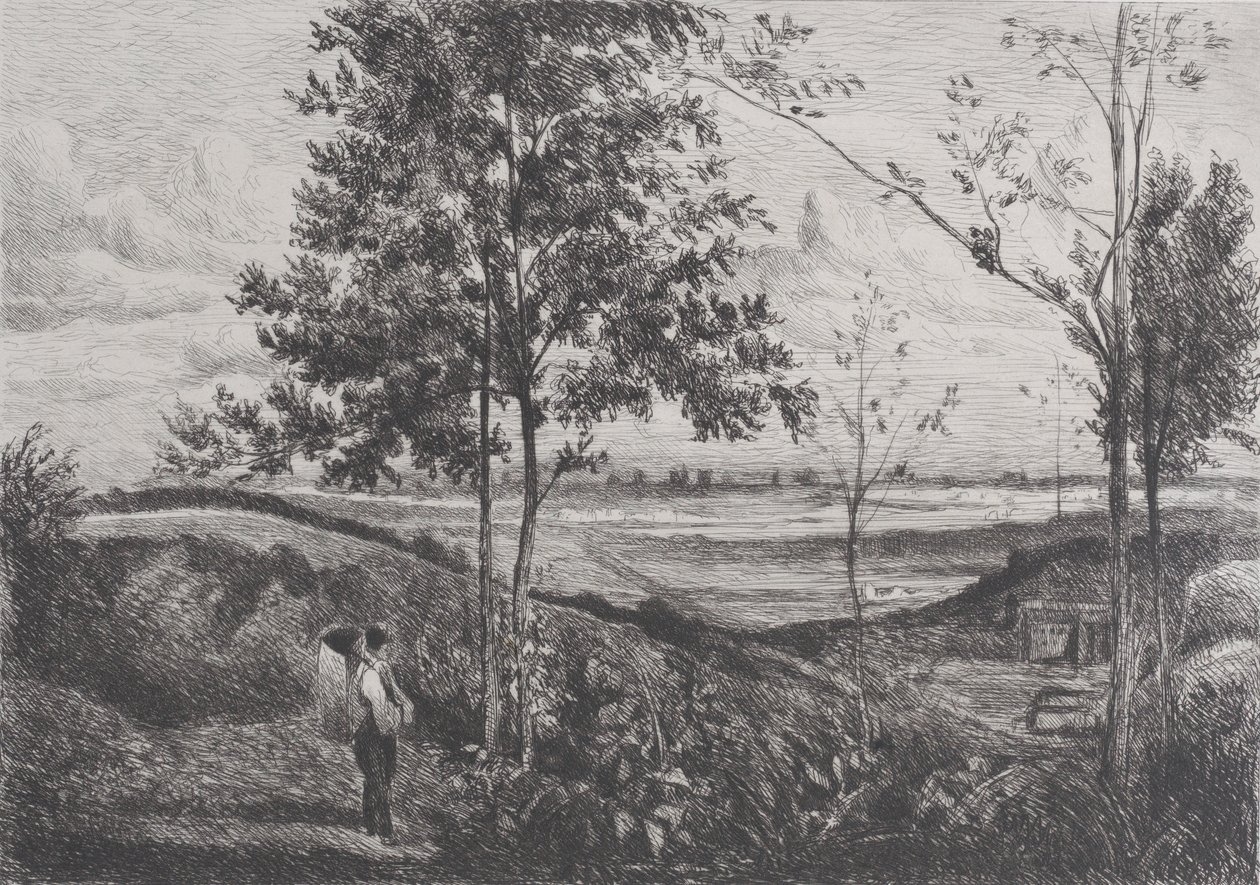 Landscape after Corot by Ferdinand Lefman: Fine art print