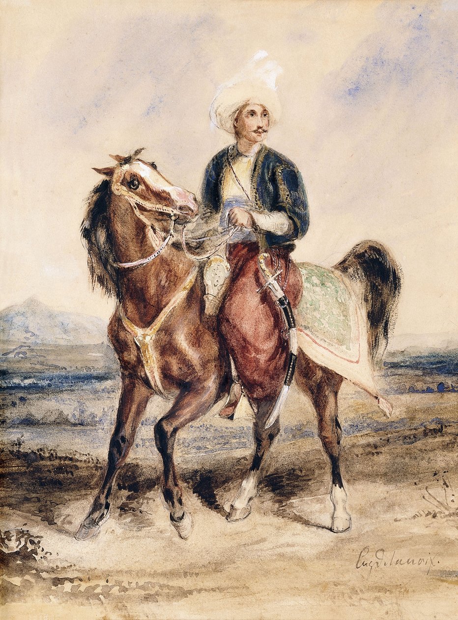 An Arab Warrior on Horseback in a Landscape