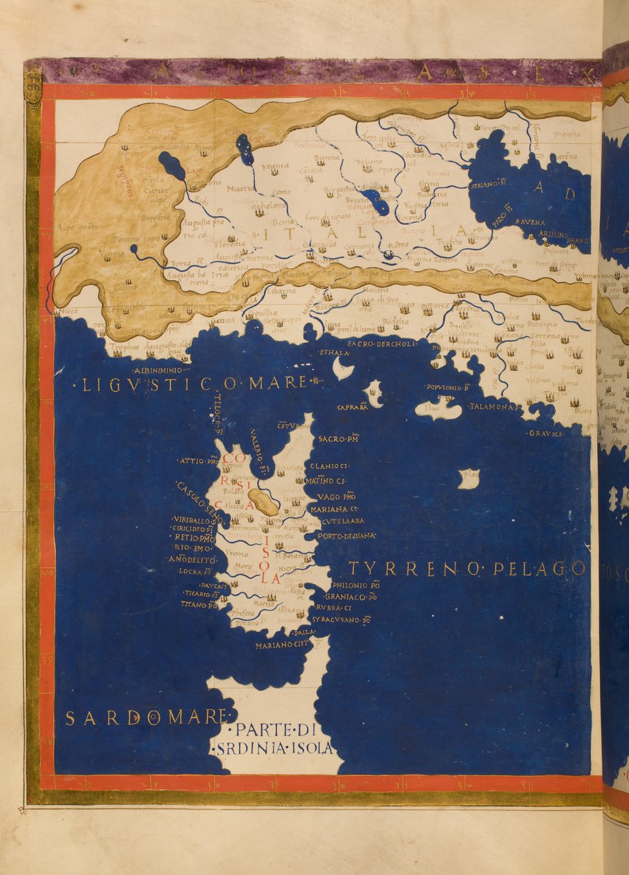 Map of Italy based on Ptolemy's Geographia