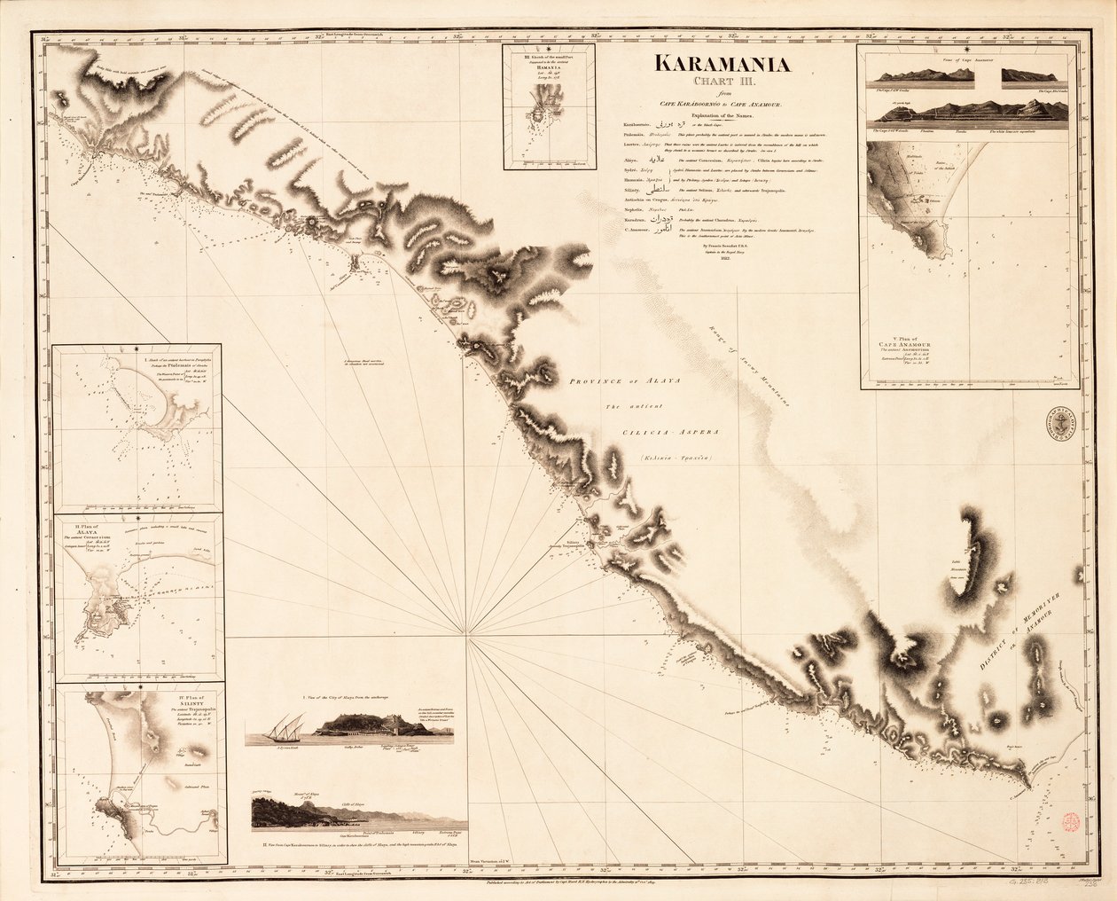 Karamania Chart III from Cape Karaboornoo to Cape Anamour