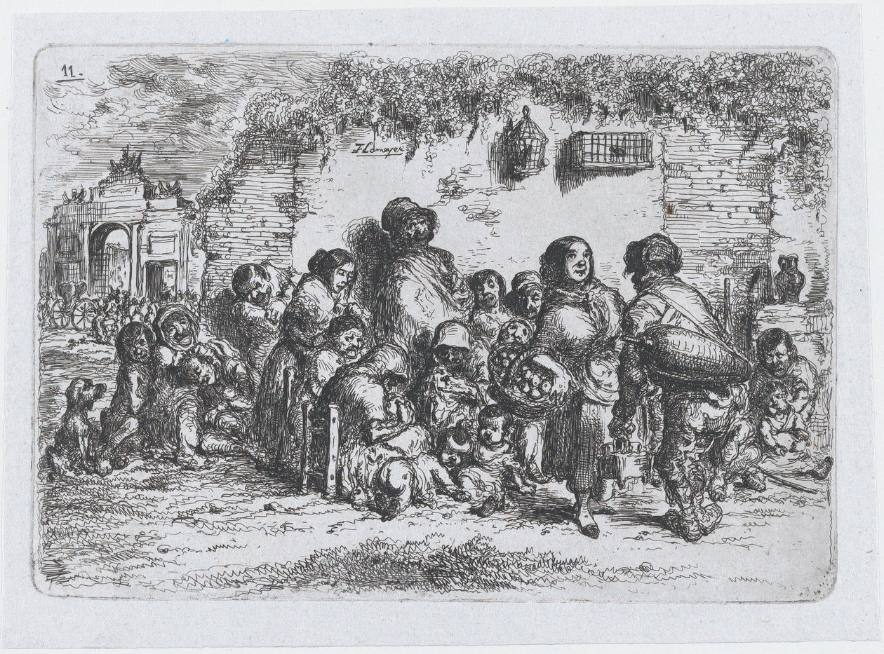 Plate 11: A Group of People Outdoors, from the Series of Customs and ...